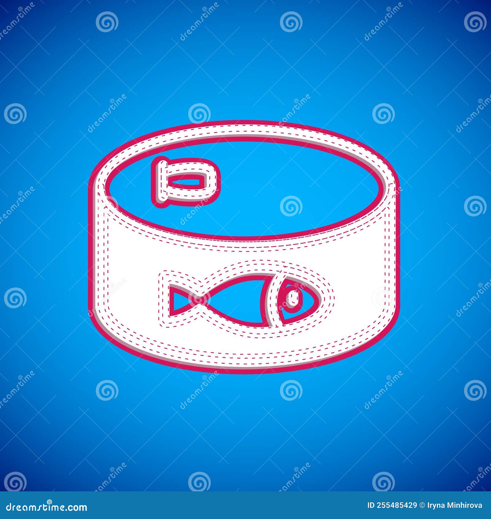 White Canned Fish Icon Isolated on Blue Background. Vector Stock Vector ...