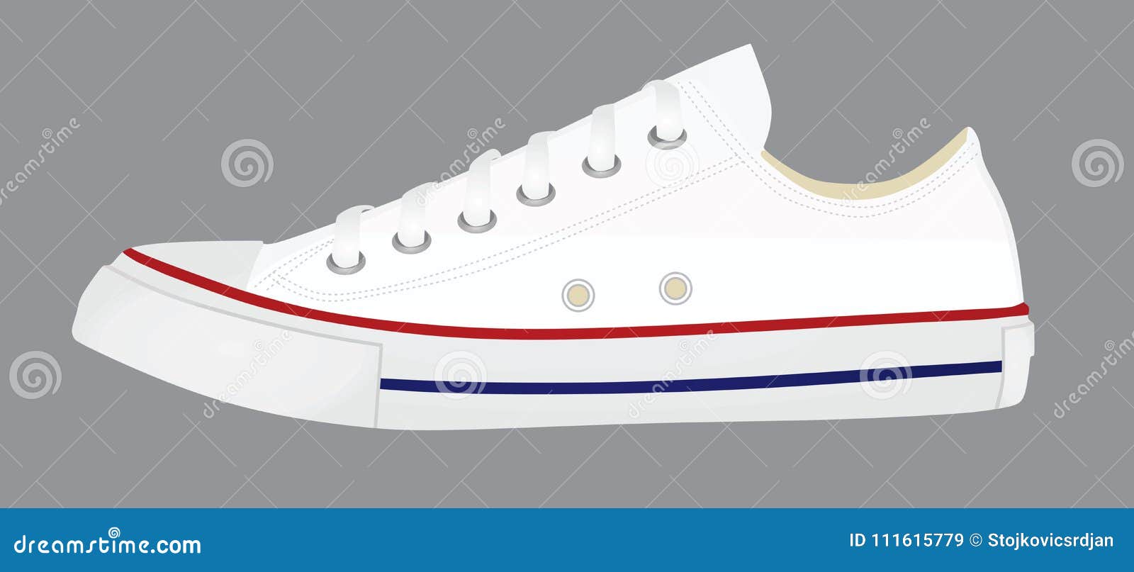 White Canvas Snickers Side View Stock Vector - Illustration of athletic ...