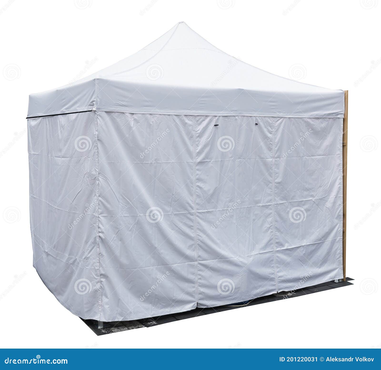 White Canvas Tent for Small Shop Installed on the Street Isolated Stock ...