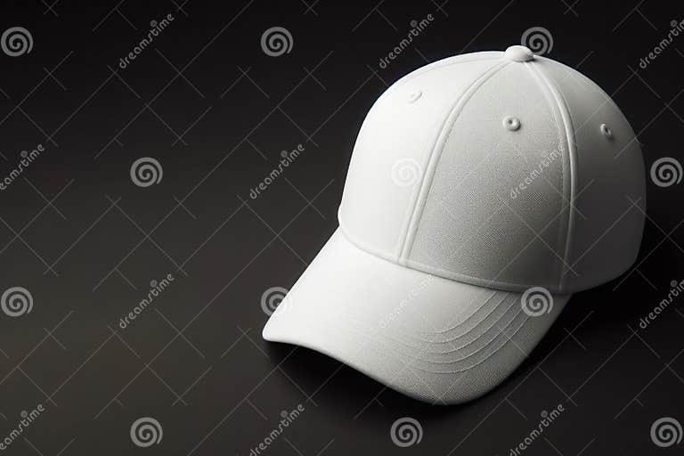 White Cap on Black Background. Space for Text. Stock Image - Image of ...