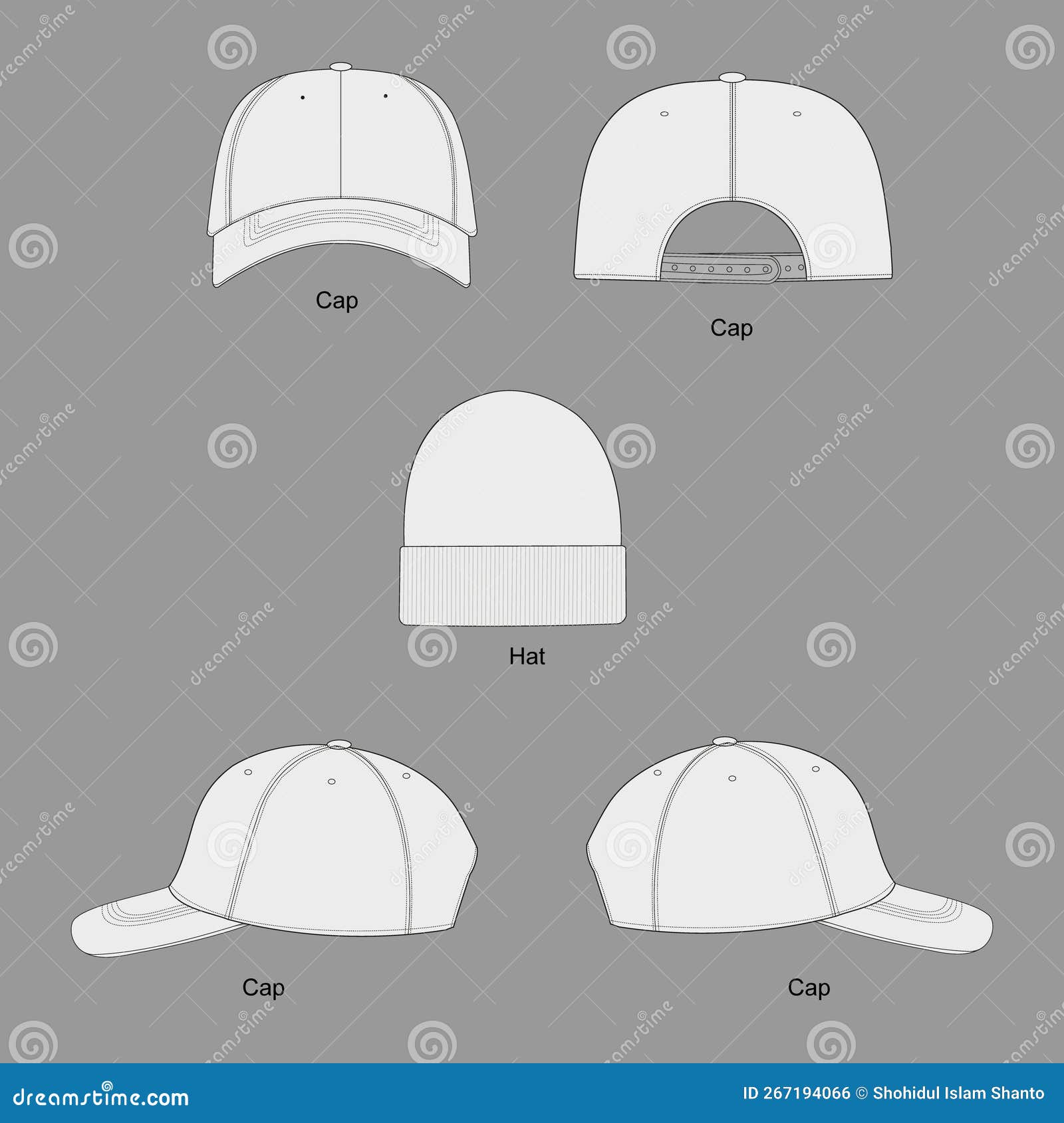 White Cap Mockup, Realistic Style. Stock Vector - Illustration of ...