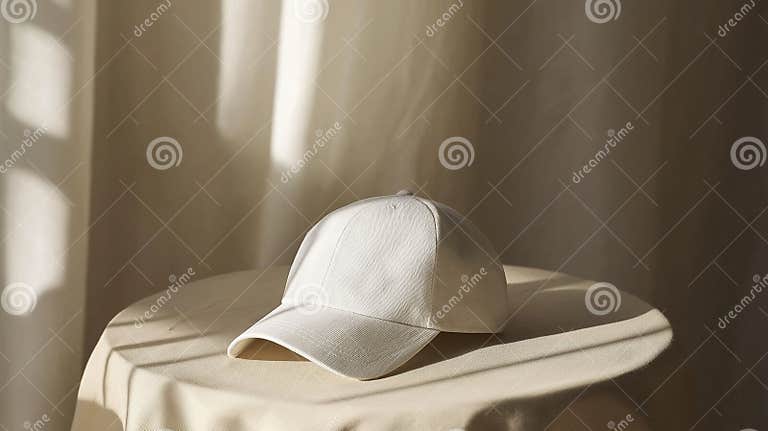 White Cap on a Neutral Table Stock Photo - Image of wear, mockup: 333240198