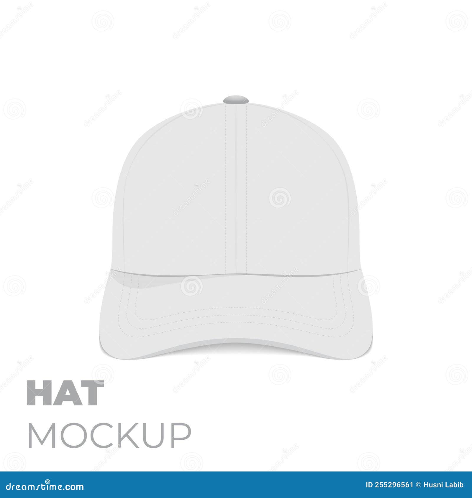 White Cap Template Design with Visor Cap and Front View Template Design ...