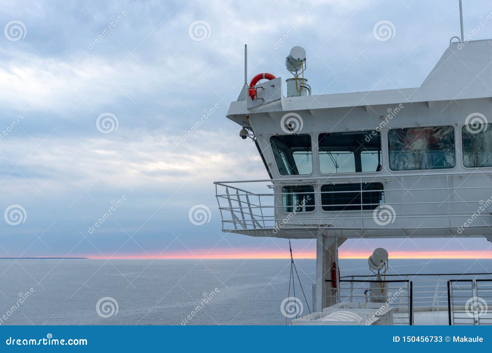 White Captain Cabin with Big Windows Stock Image - Image of deck ...