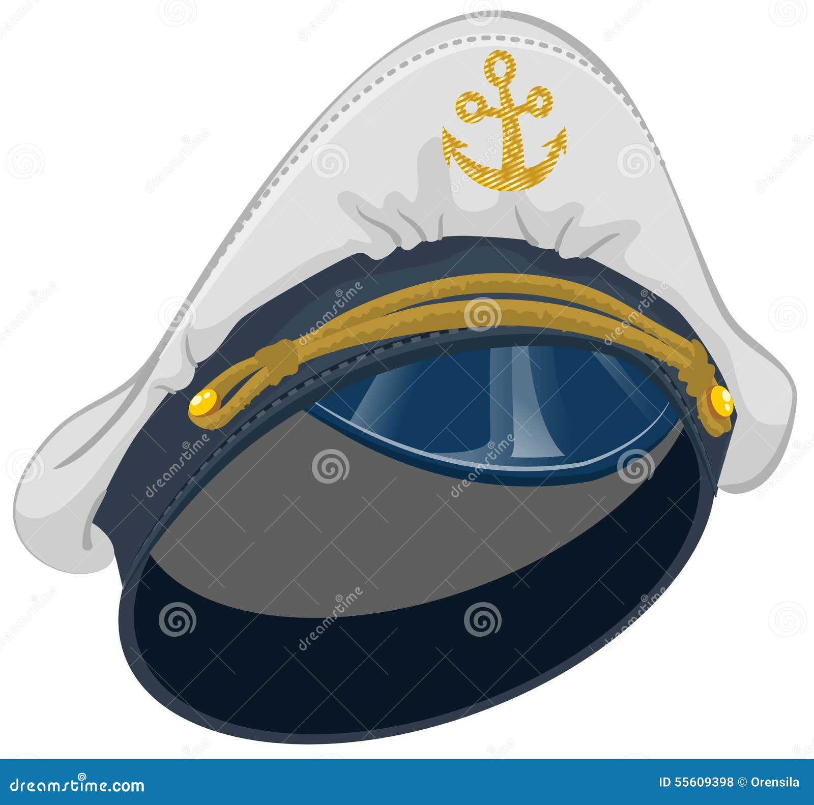 White Captain Cap with Anchor Stock Vector - Illustration of captain ...
