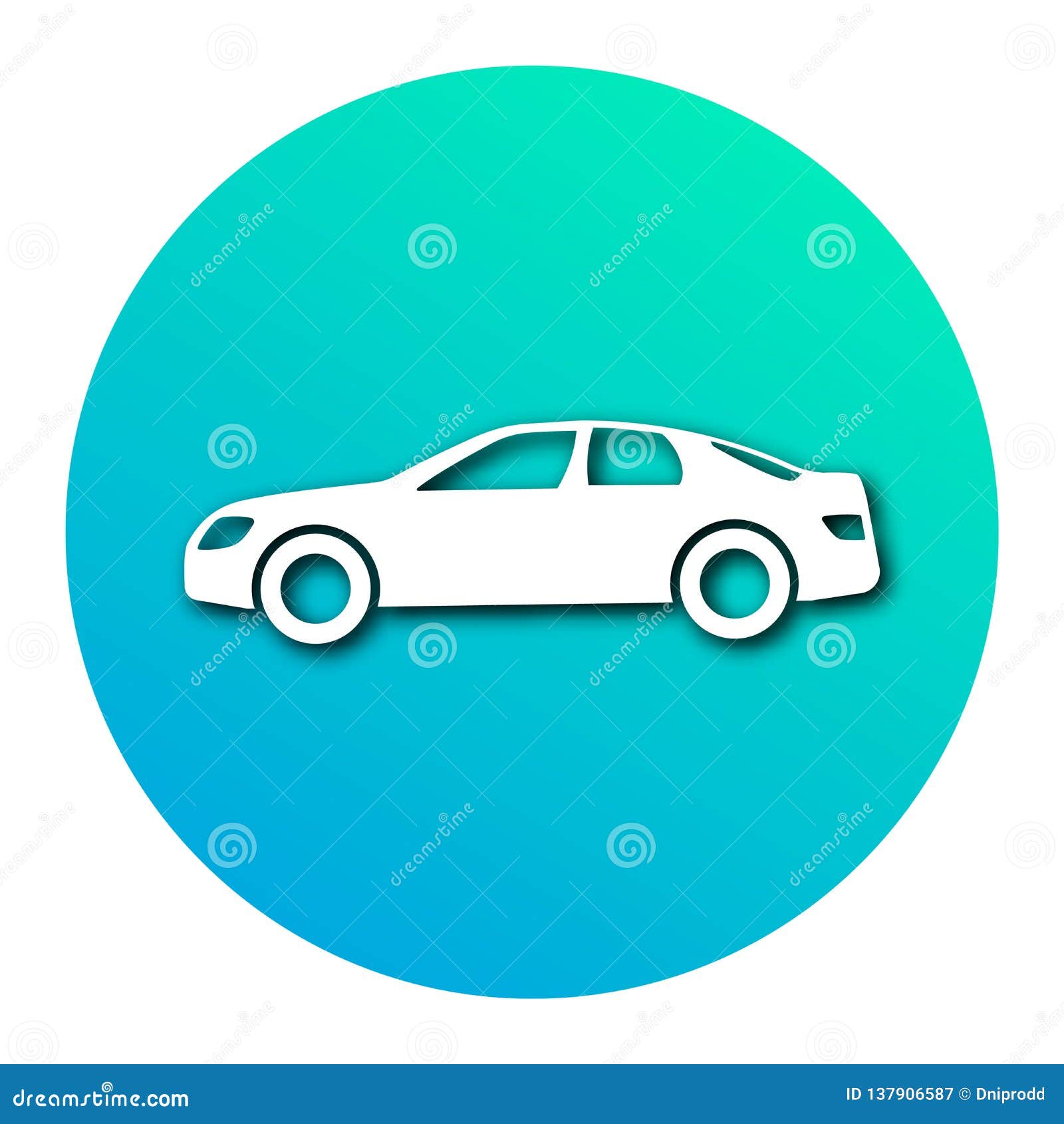 White Car in Circle with Modern Gradient Stock Vector - Illustration of ...