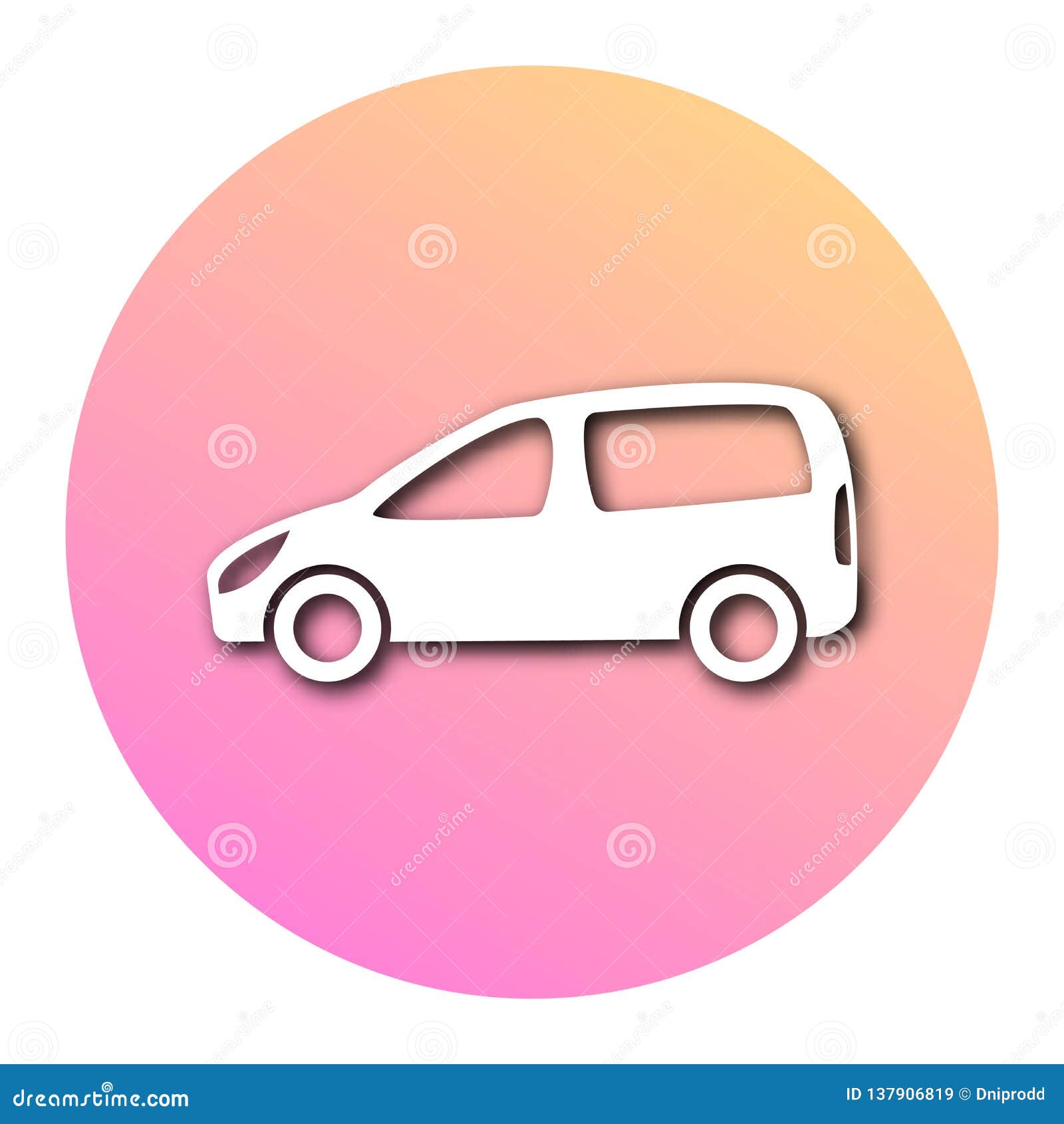 White Car in Circle with Modern Gradient Stock Vector - Illustration of ...