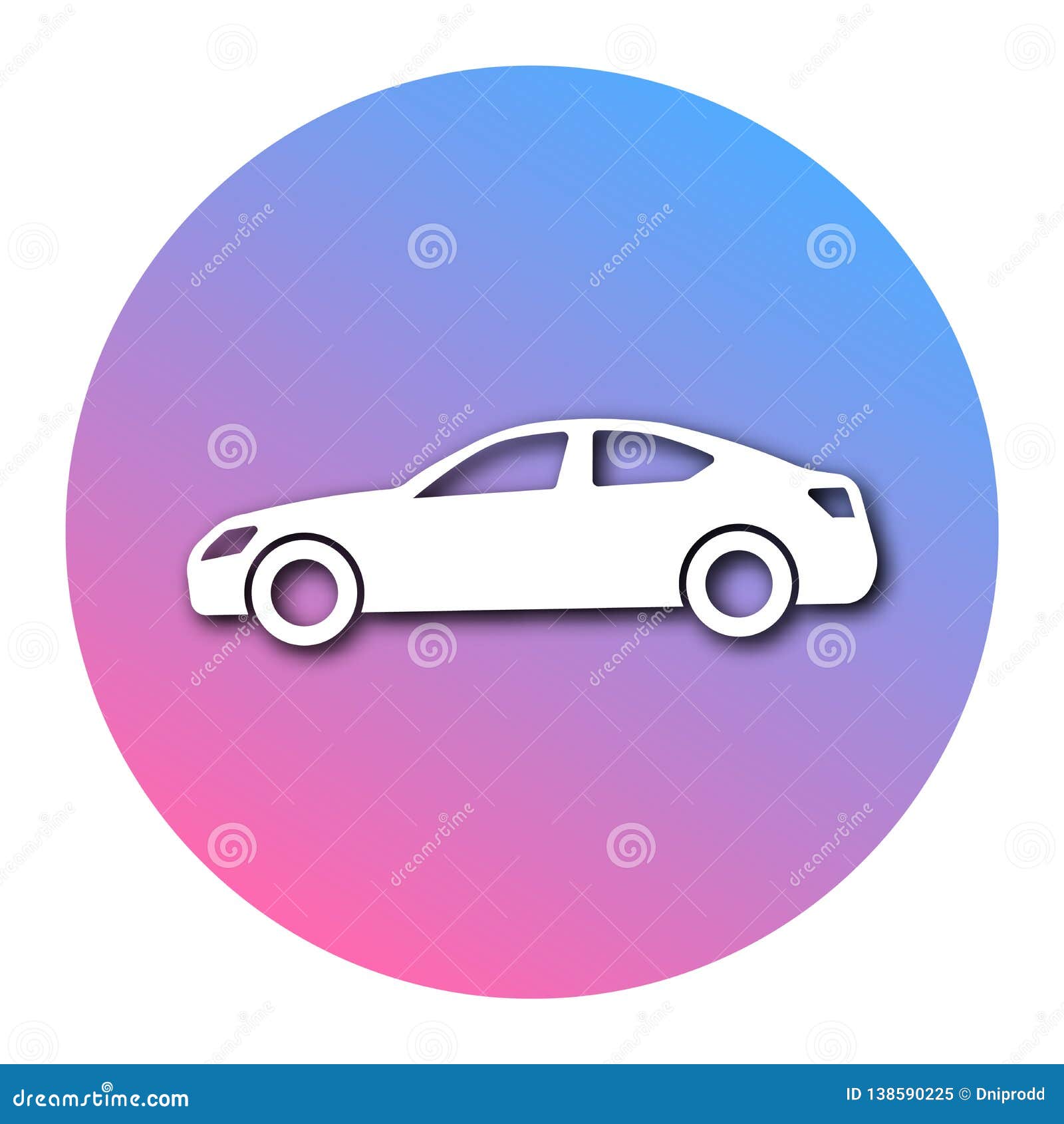 White Car in Circle with Modern Gradient Stock Vector - Illustration of ...