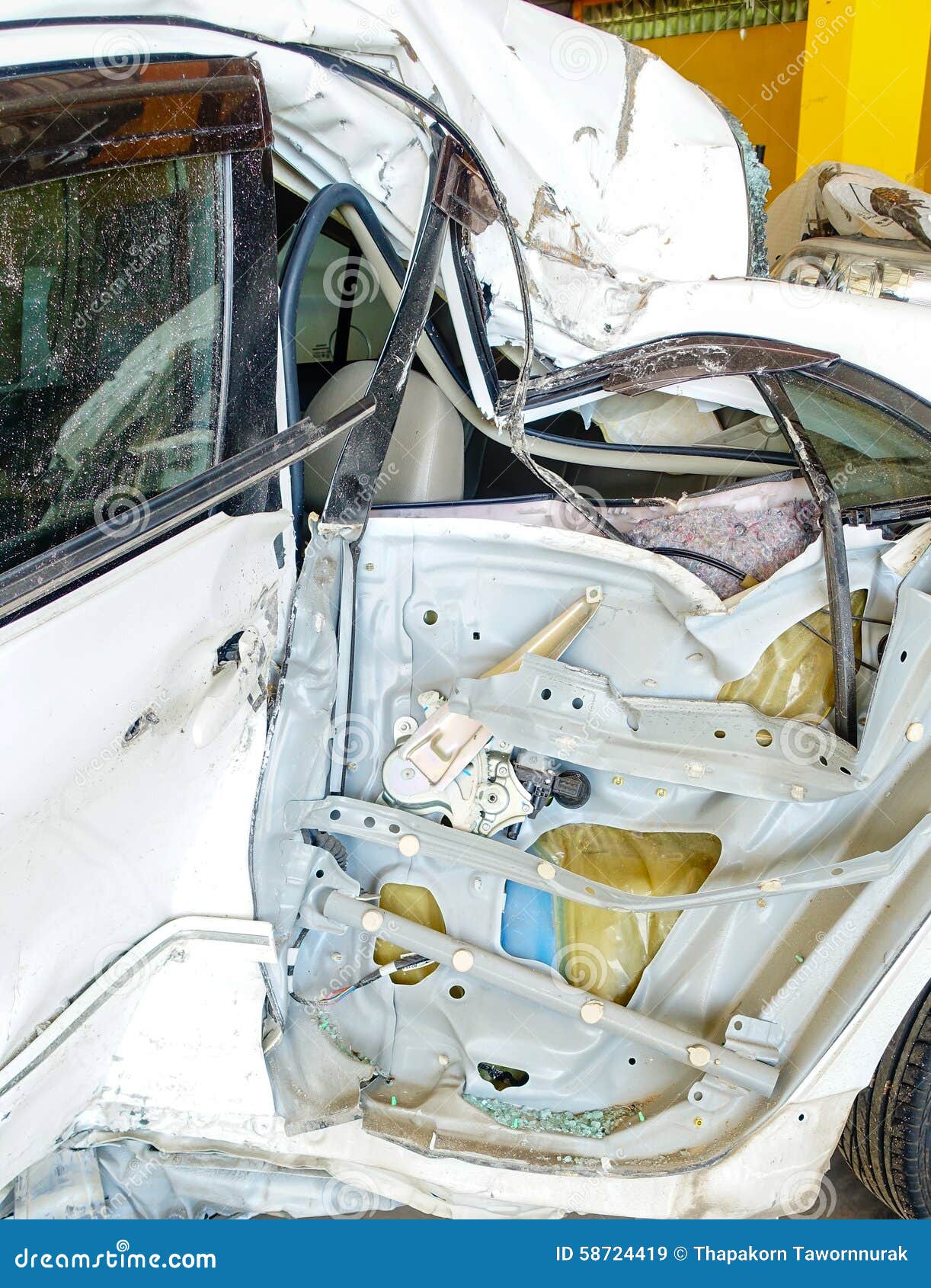 White car crash. stock image. Image of damage, problem - 58724419