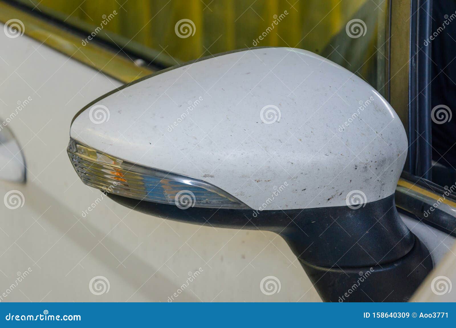 Dirty White Car Side Mirror Stock Image - Image of dirt, clear: 158640309