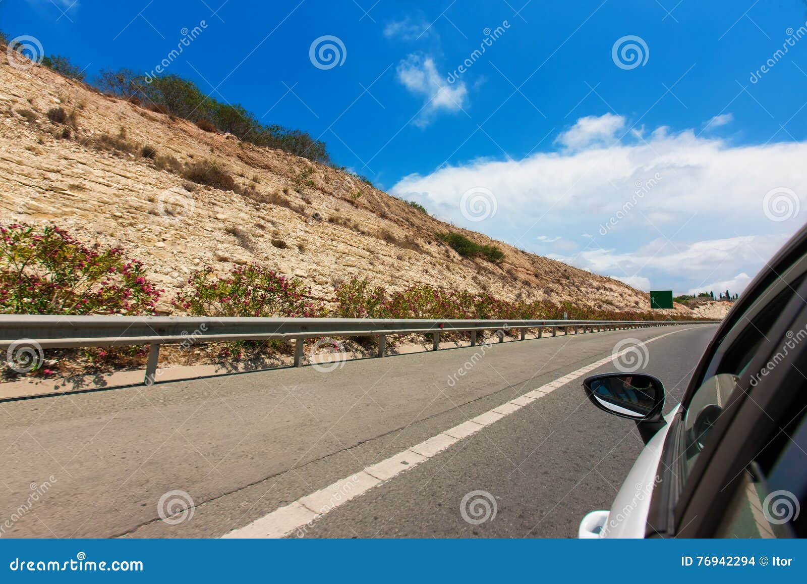 White Car Driving by Autobahn in with Motion Blur Stock Photo - Image ...