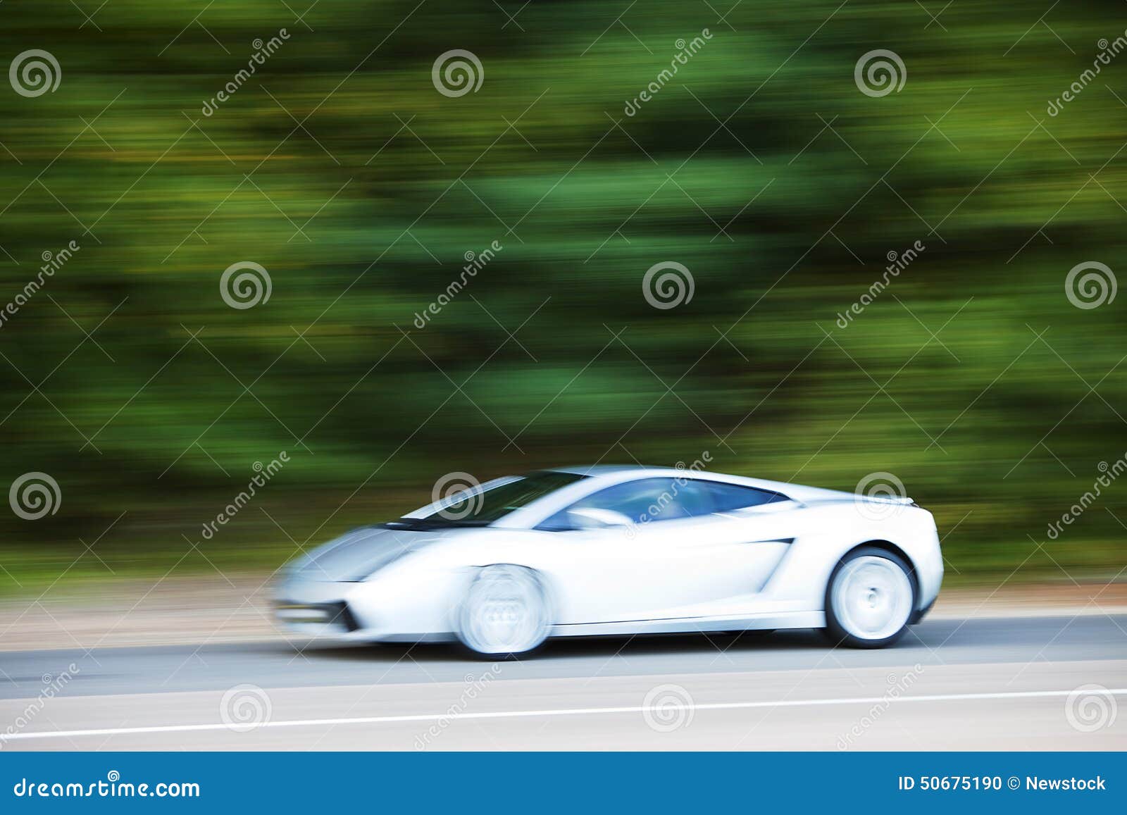 White Car Driving Fast on Country Road Stock Photo - Image of stoplight ...