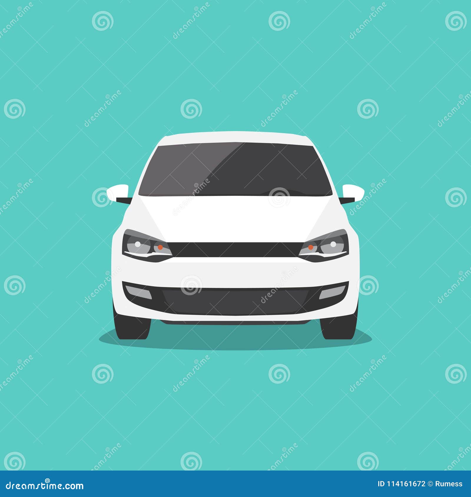 White Car Isolated. Front View Stock Vector - Illustration of icon ...