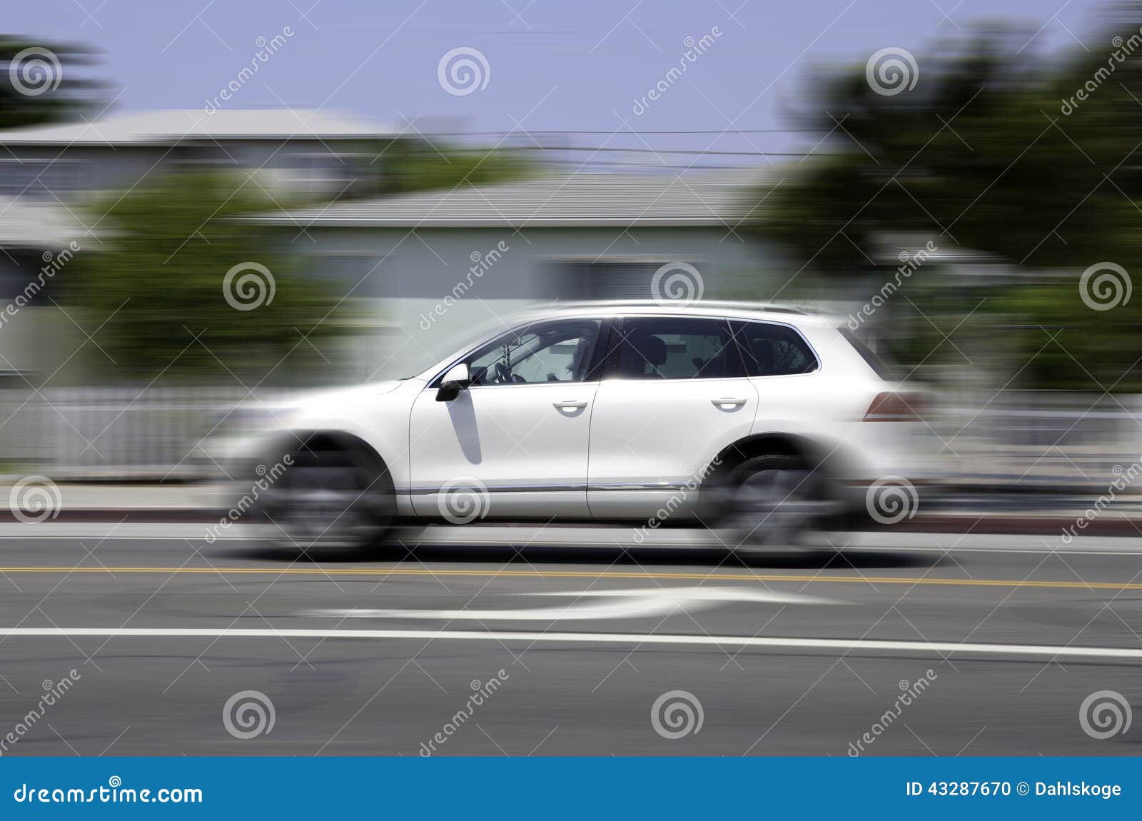 White Car in Motion on Road Stock Photo - Image of transport, road ...