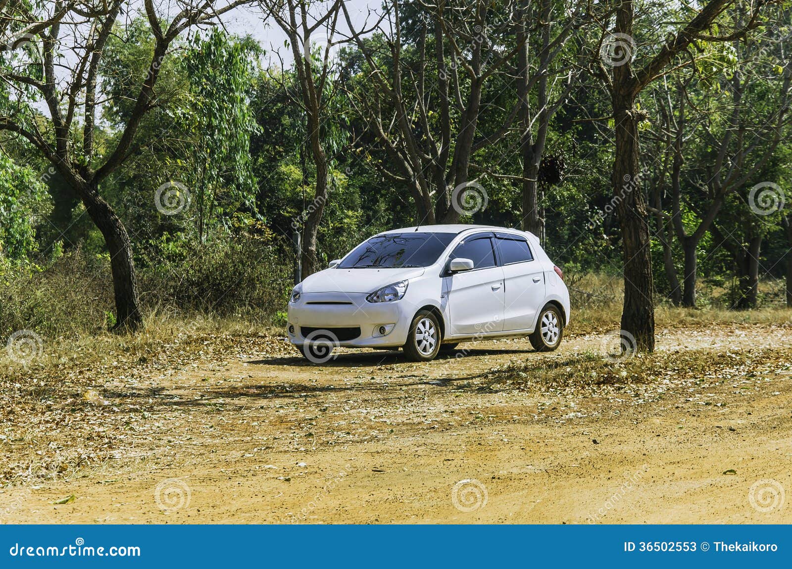 White car on roadside stock image. Image of outside, drive - 36502553