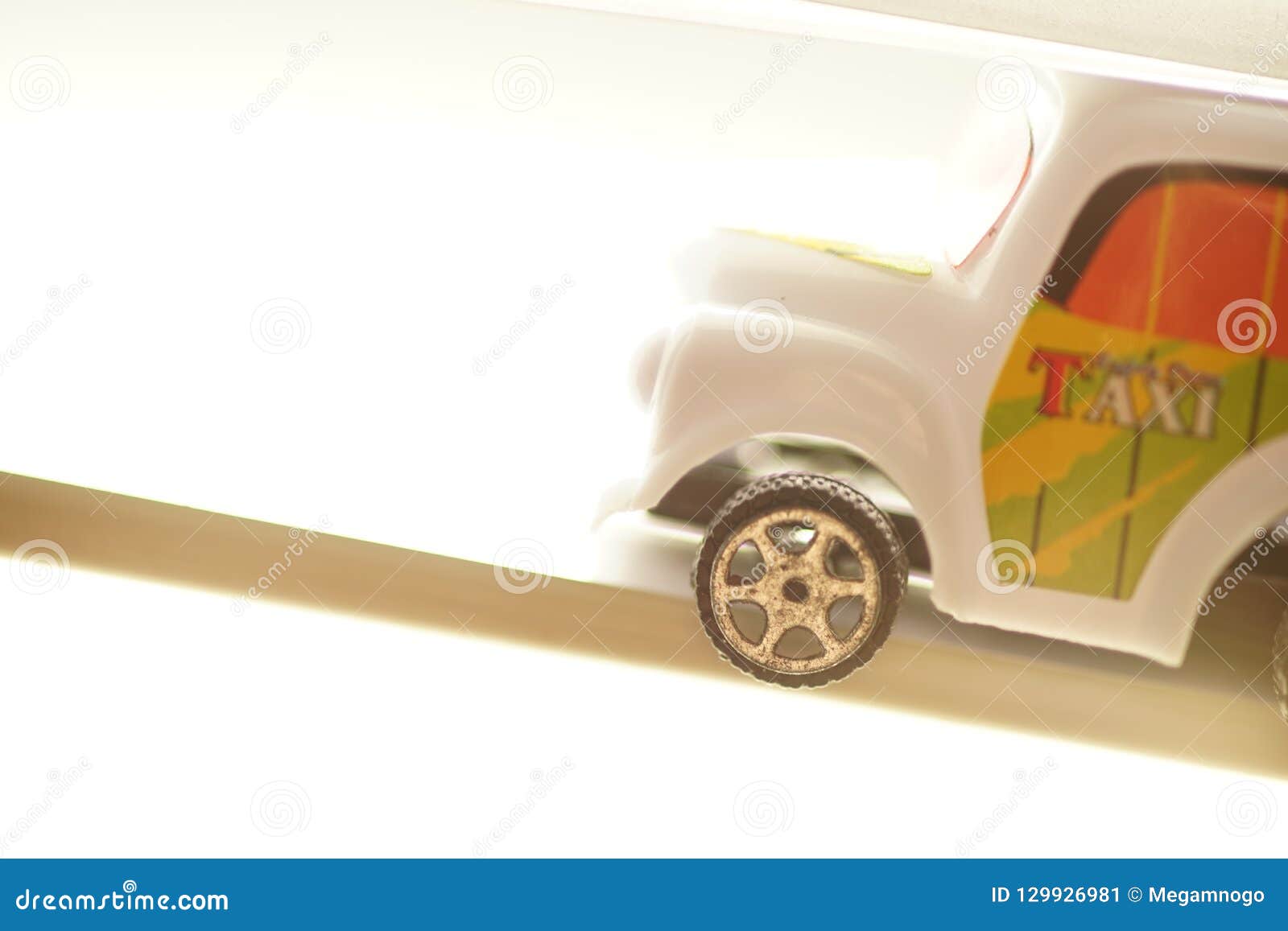 White Car Toy Taxi in Bright Light. Stock Image - Image of auto, beauty ...