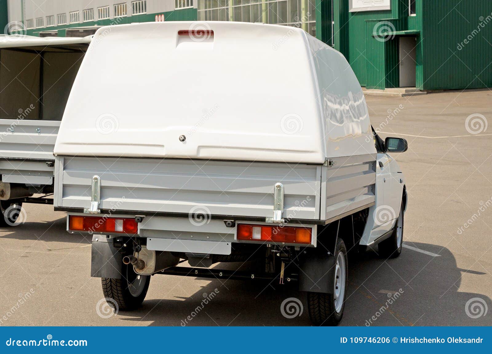 The White Car Truck with the Tailgate Open Stock Photo - Image of ...