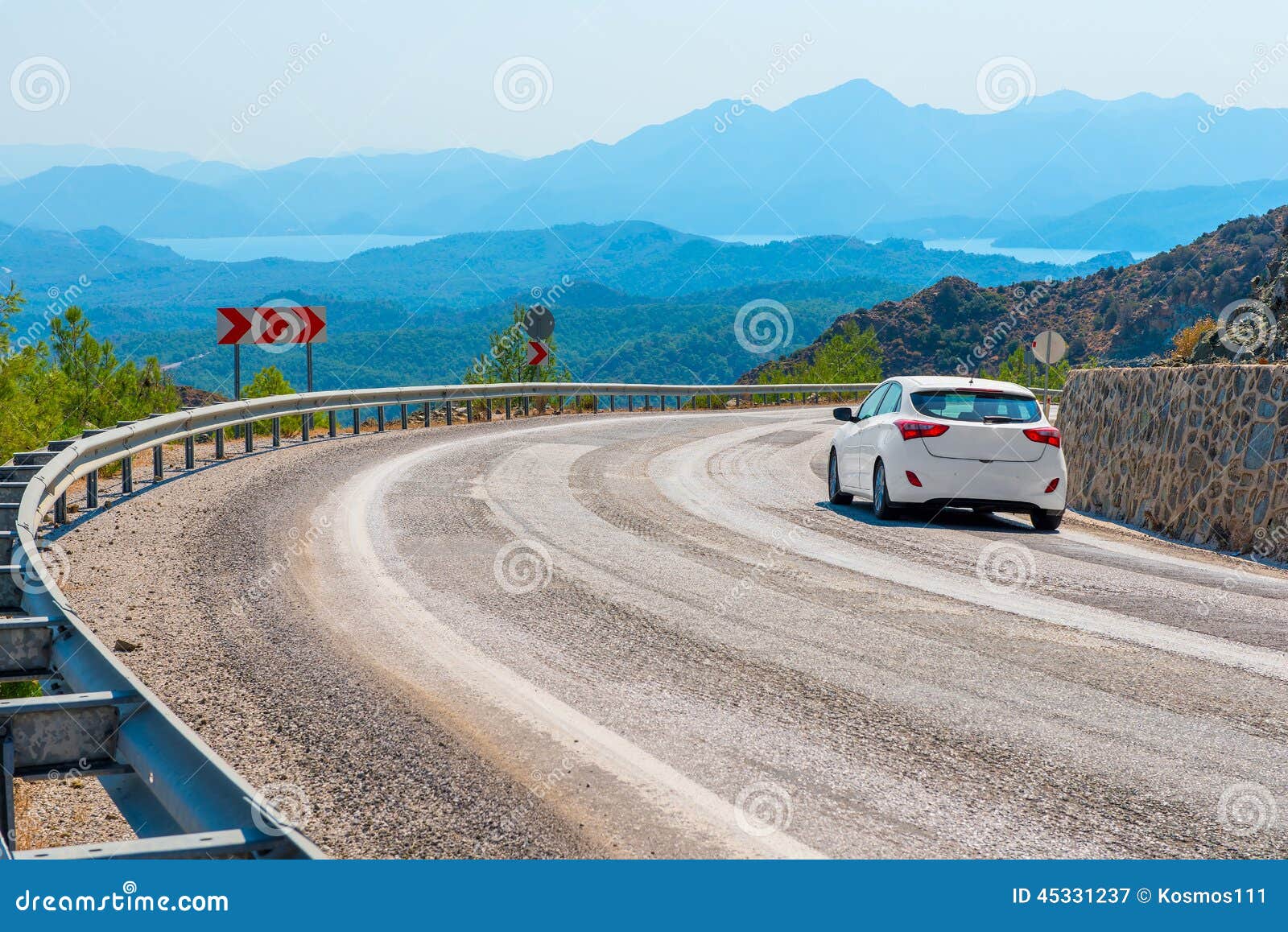 White car in turn a road stock image. Image of marking - 45331237