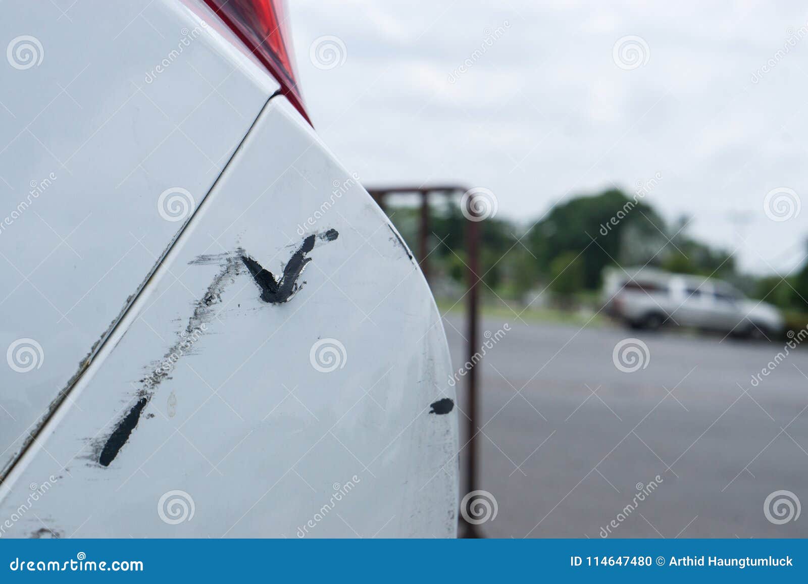 The White Car Was Hit on the Back., Crash Back White Car Stock Photo ...