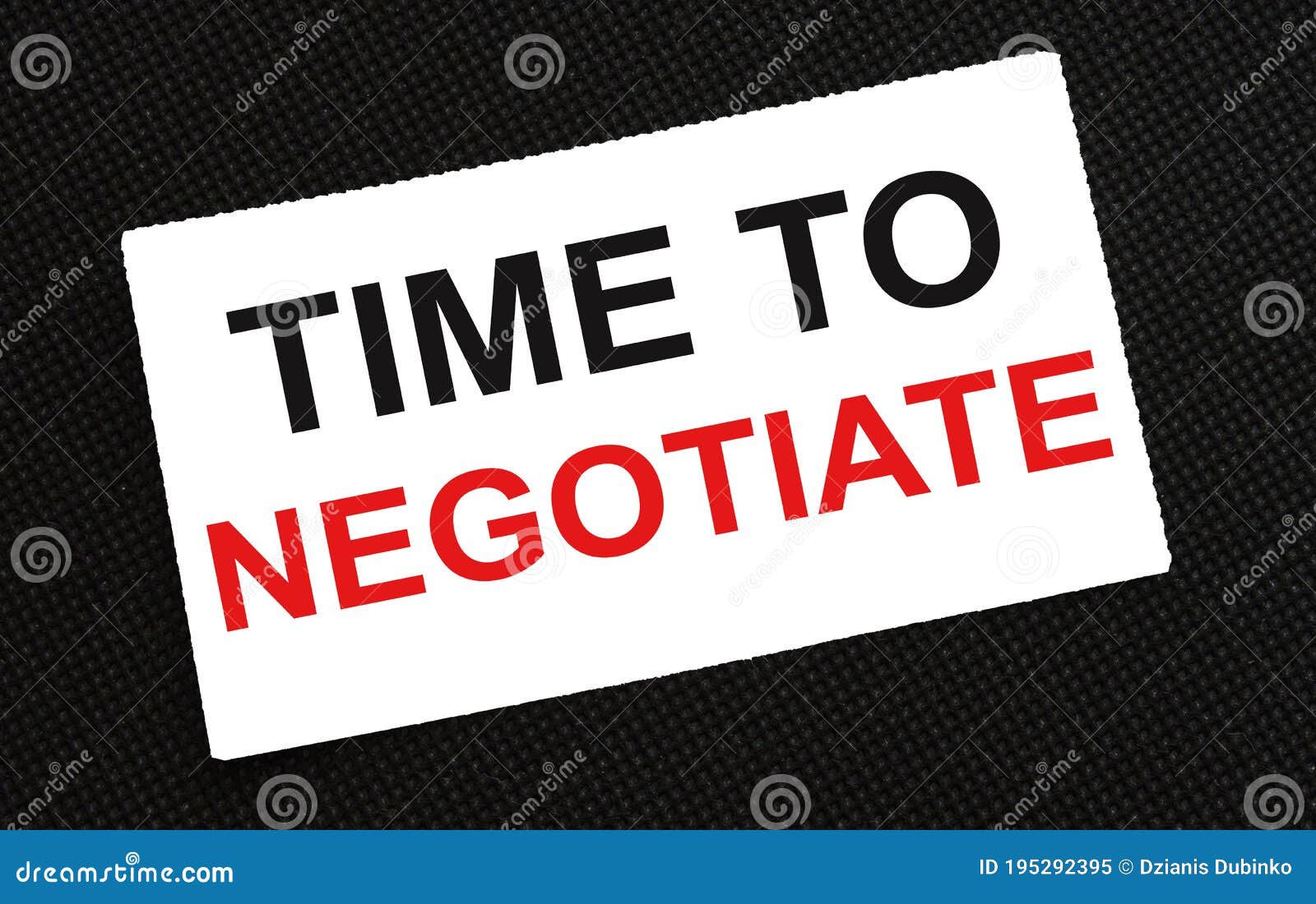 White Card on the Black Background with Text Time To Negotiate Stock ...