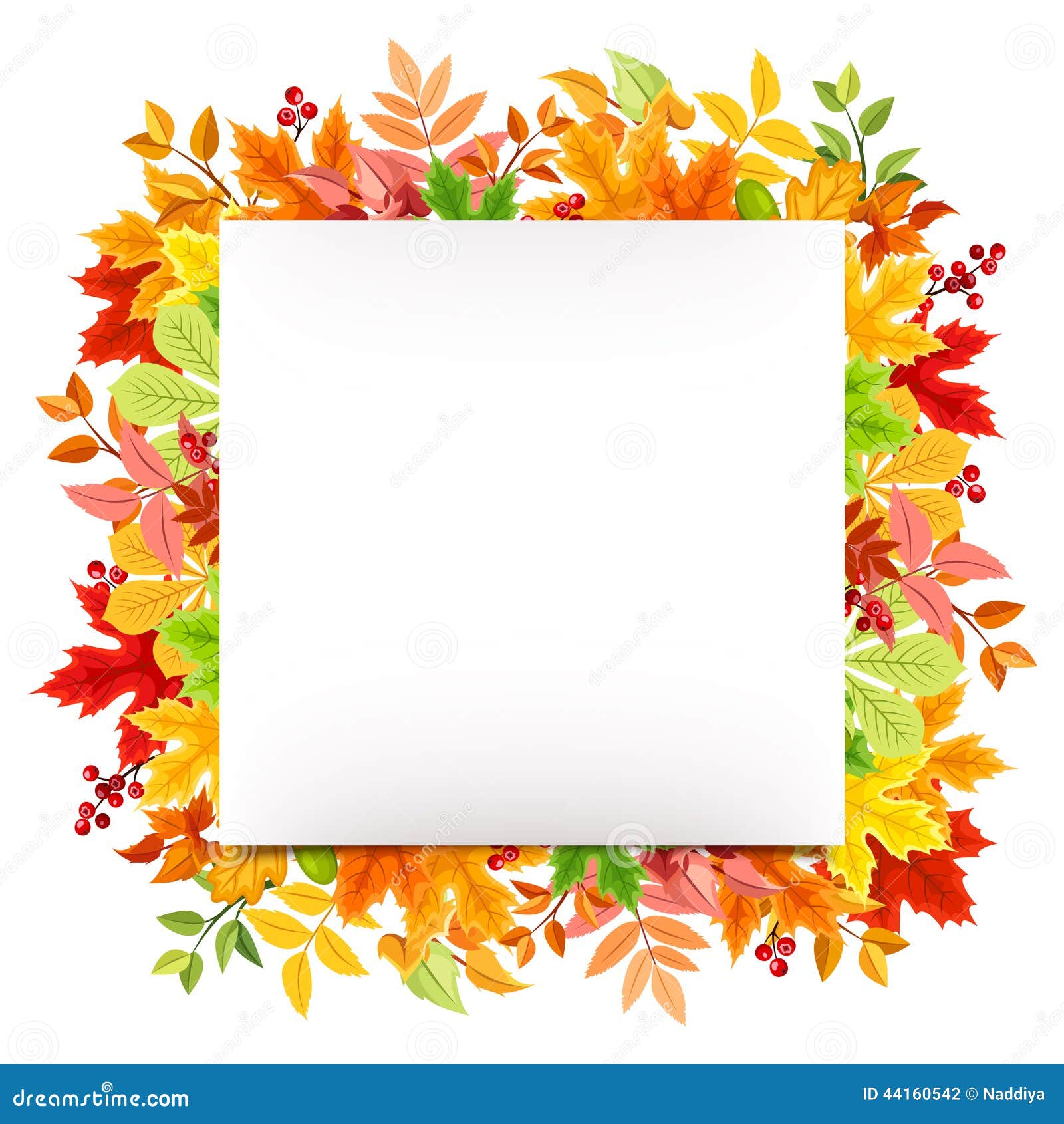 White Card with Colorful Autumn Leaves. Vector Eps-10. Stock Vector ...