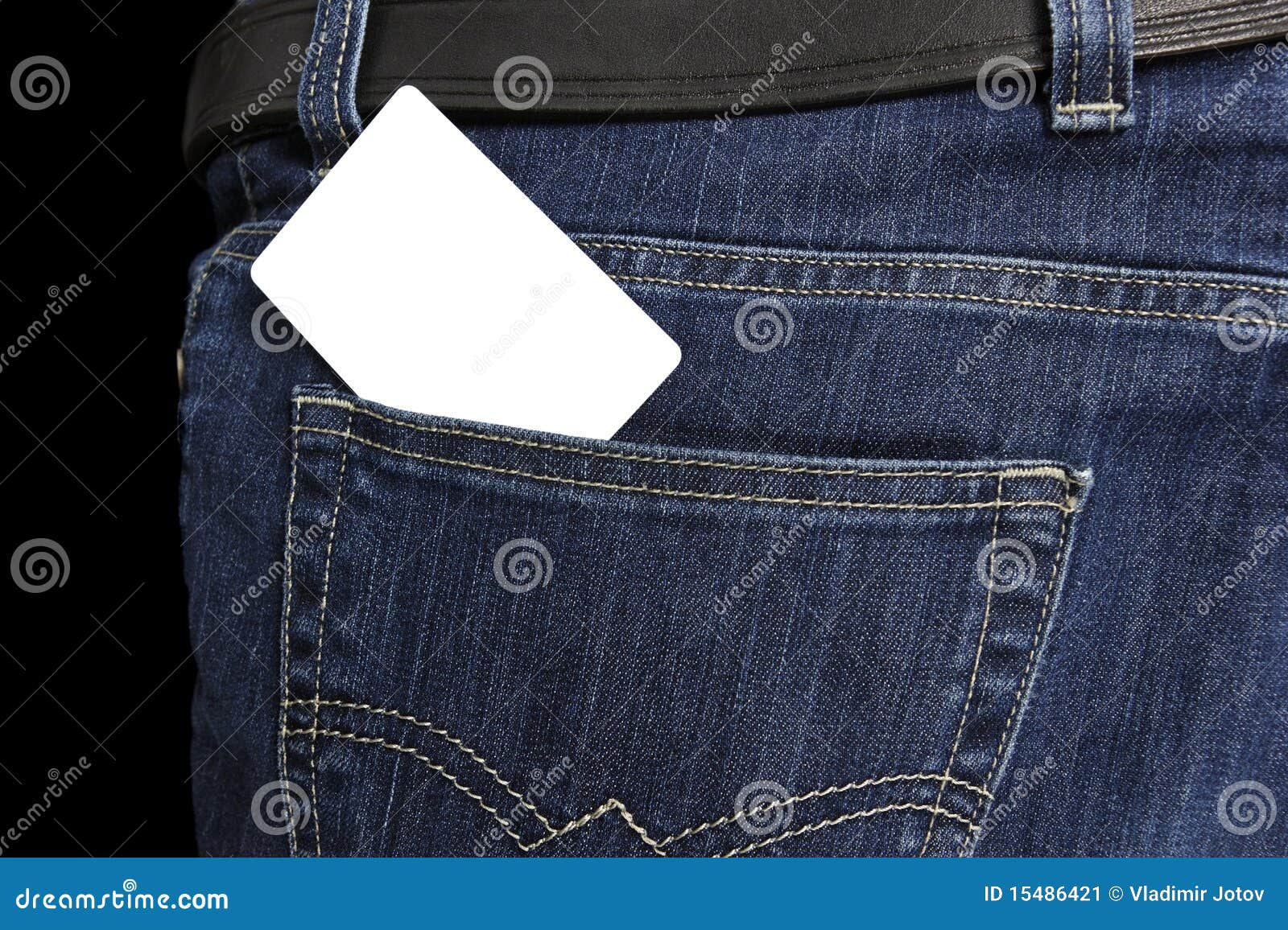 White card in jeans pocket stock image. Image of male - 15486421