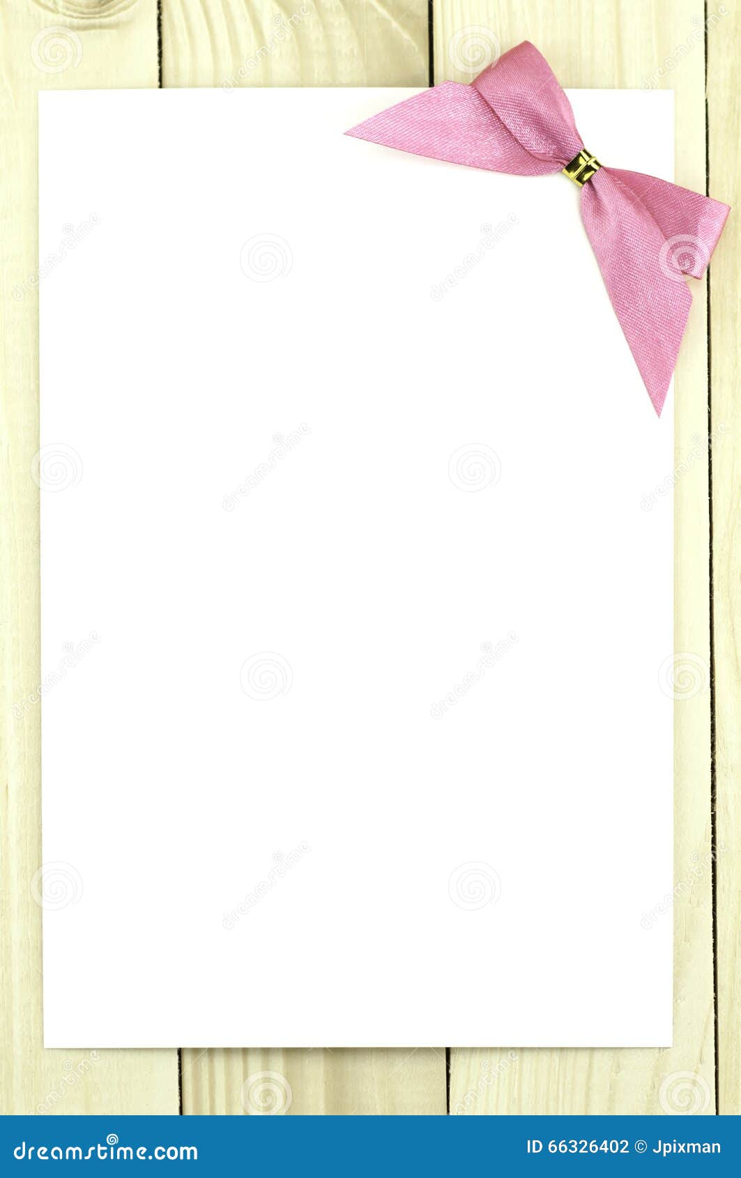 White Card with Pink Ribbon. Stock Photo - Image of gift, background ...