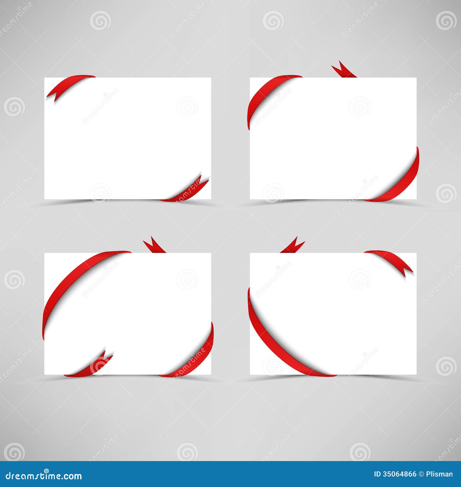 White Card with Red Ribbons Stock Illustration - Illustration of design ...