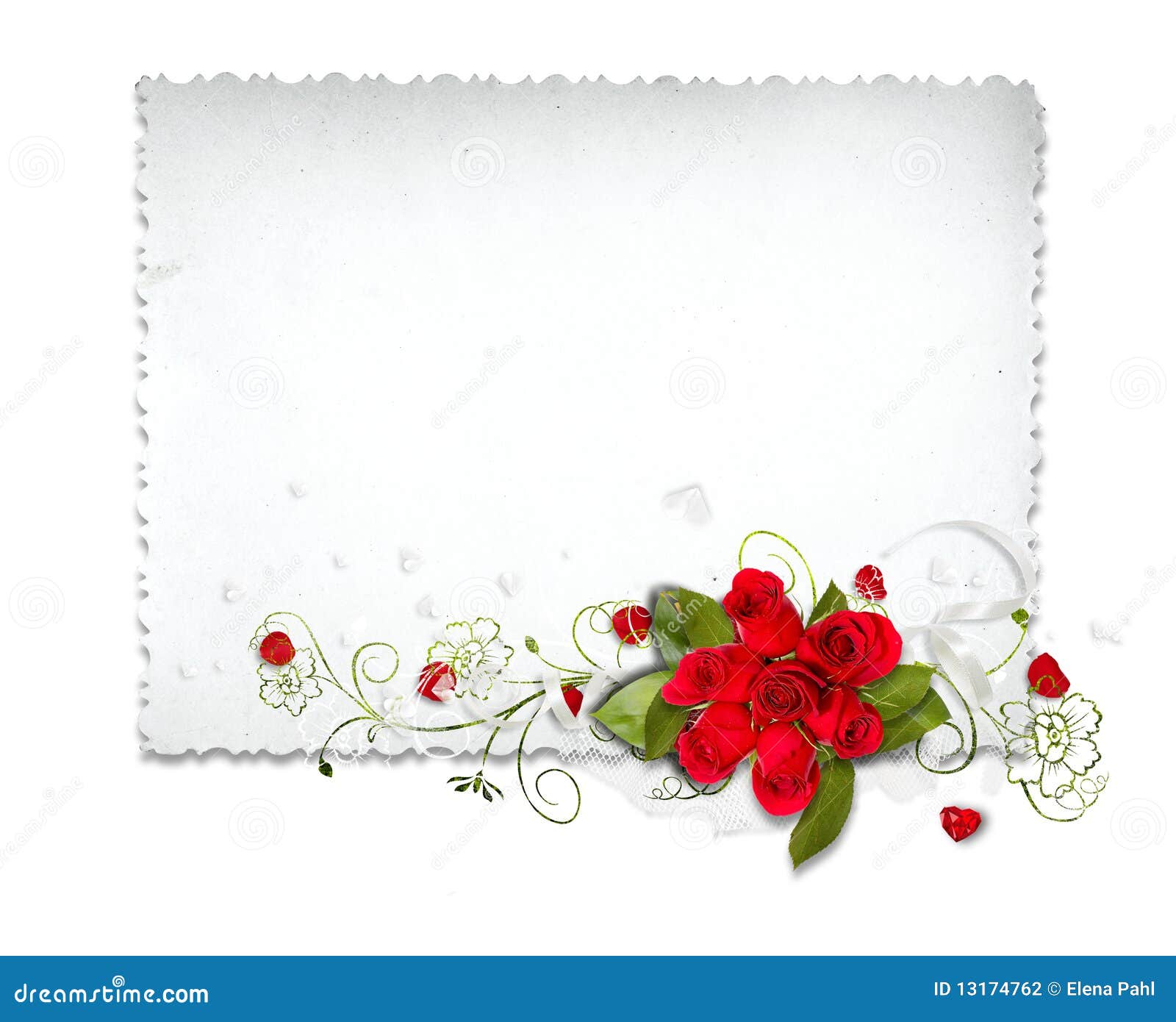 White card with roses stock illustration. Illustration of heart - 13174762