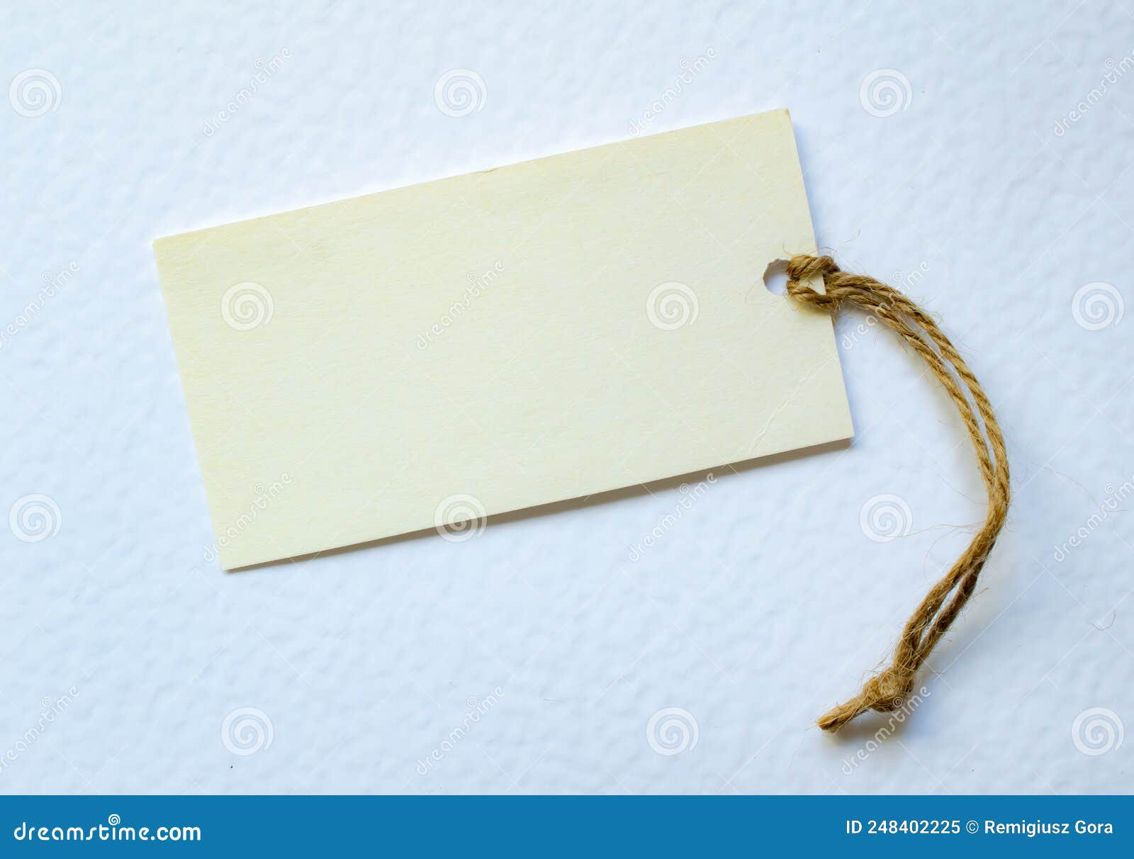 White Card with String on White Background. Place for Text Stock Image ...
