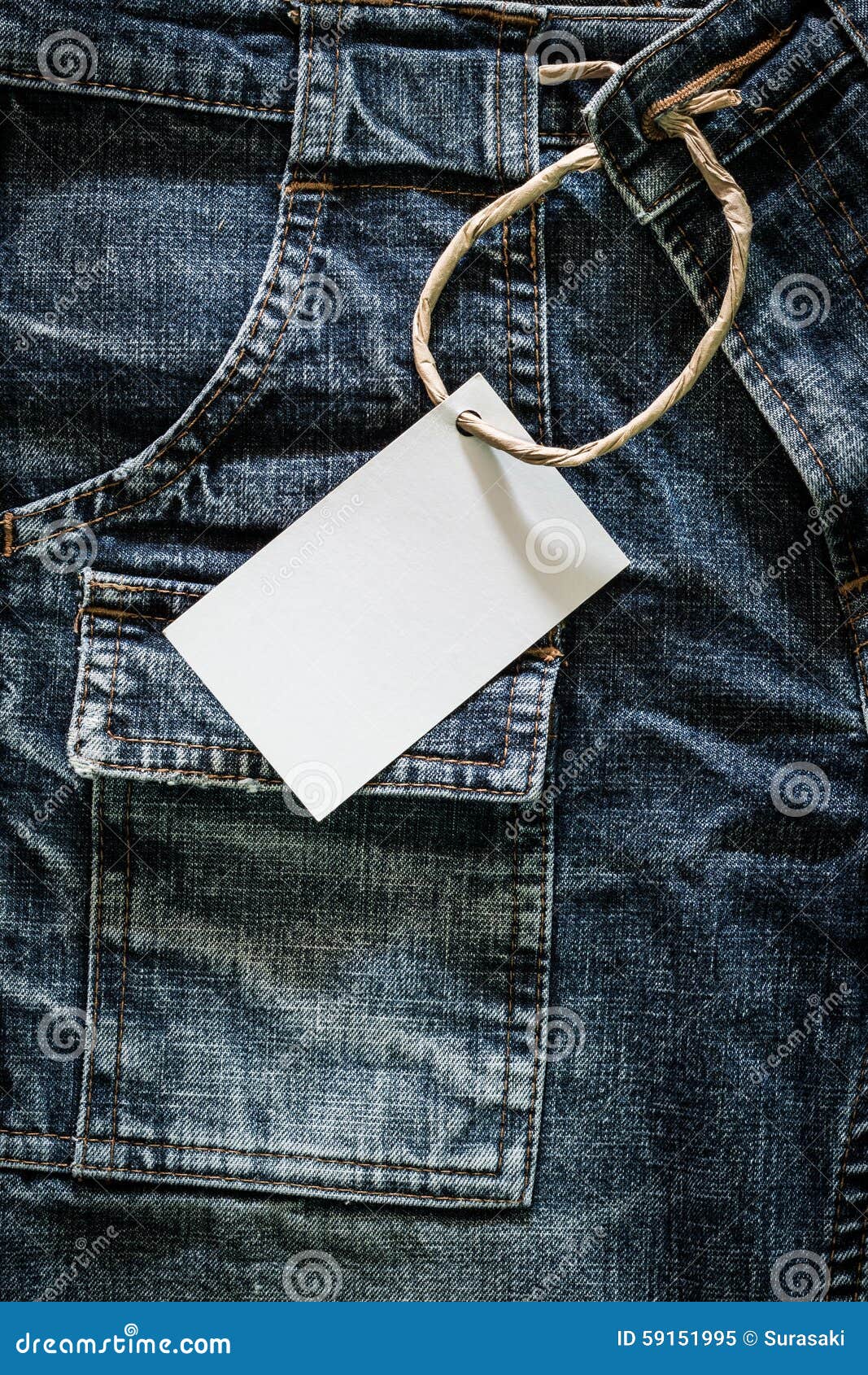 White Card on Wrinkled Jeans Stock Image - Image of pants, package ...