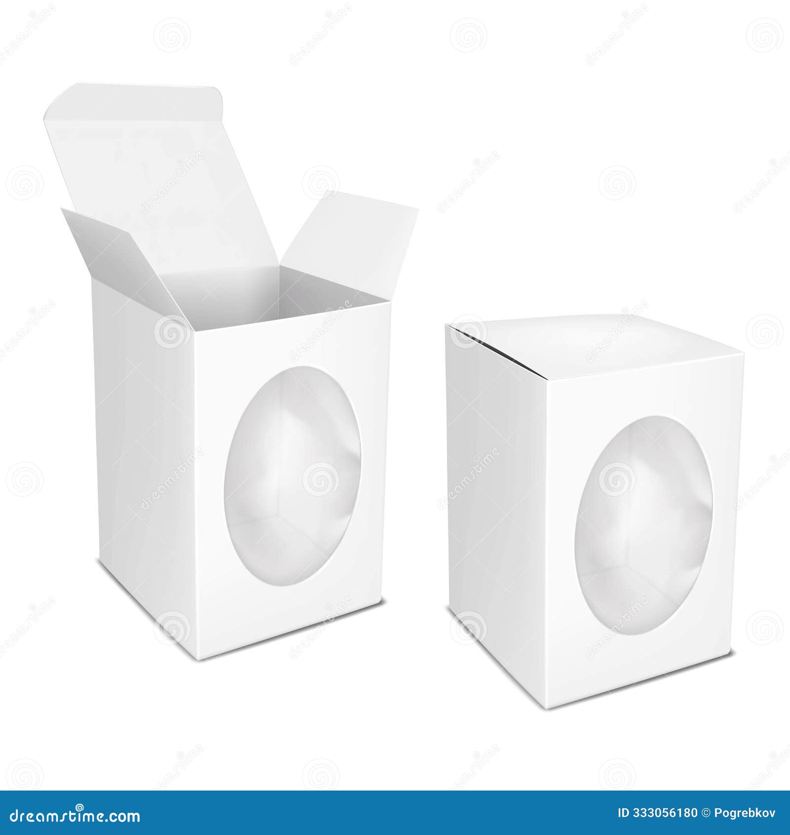 White Cardboard Box with Clear Plastic Window and Tuck-in Flap. 3d ...