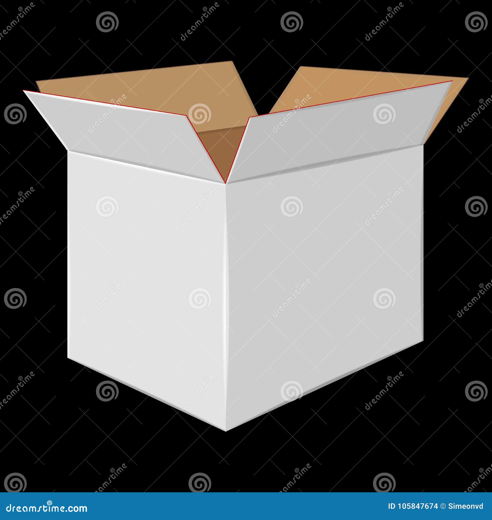 White Cardboard Open Box. Side View Stock Vector - Illustration of ...