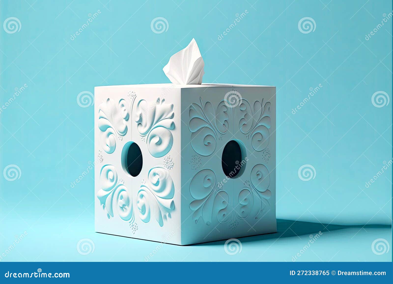 White Cardboard Tissue Box on Blue Background Stock Illustration ...