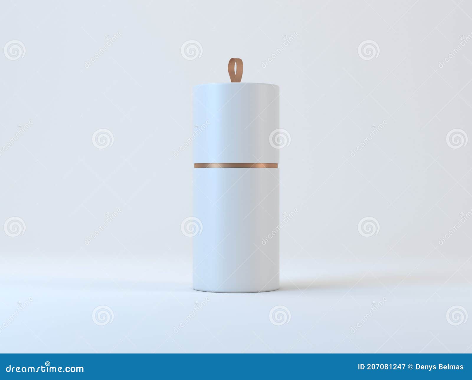 White Cardboard Tube Box Mockup, Cylindrical Packaging with Golden Loop ...