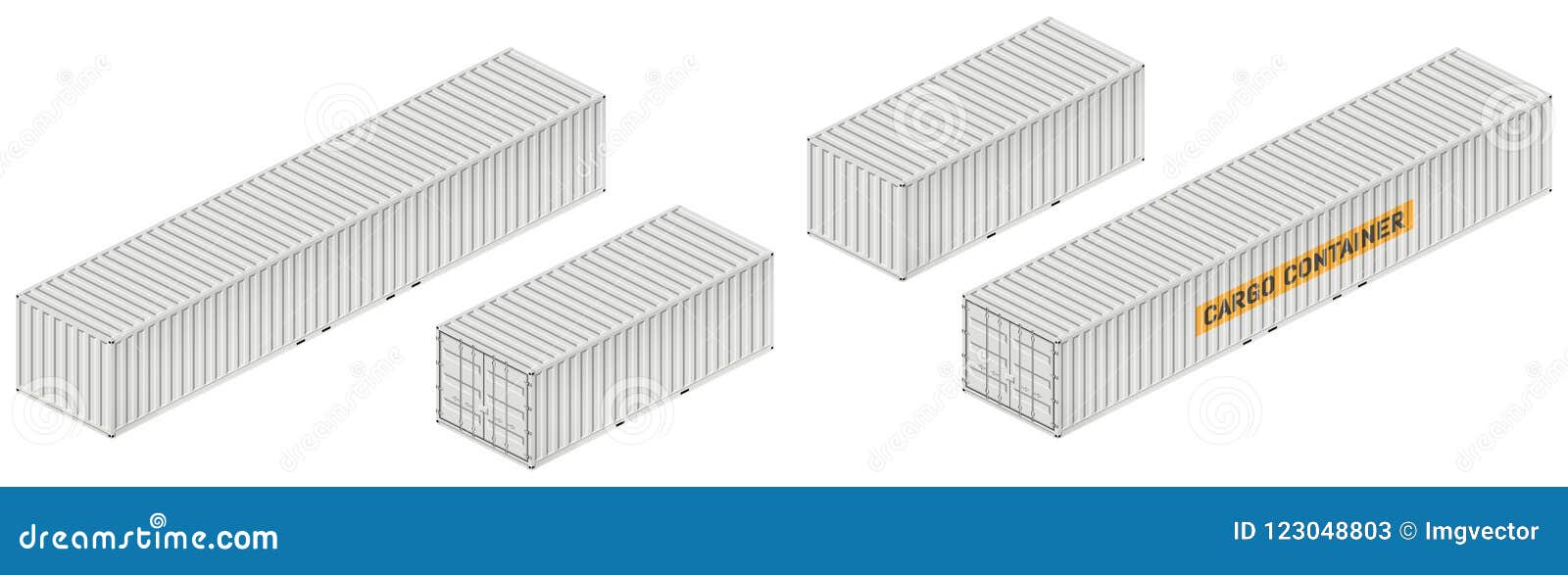 White Cargo Container Isometric Vector Illustration Stock Vector ...