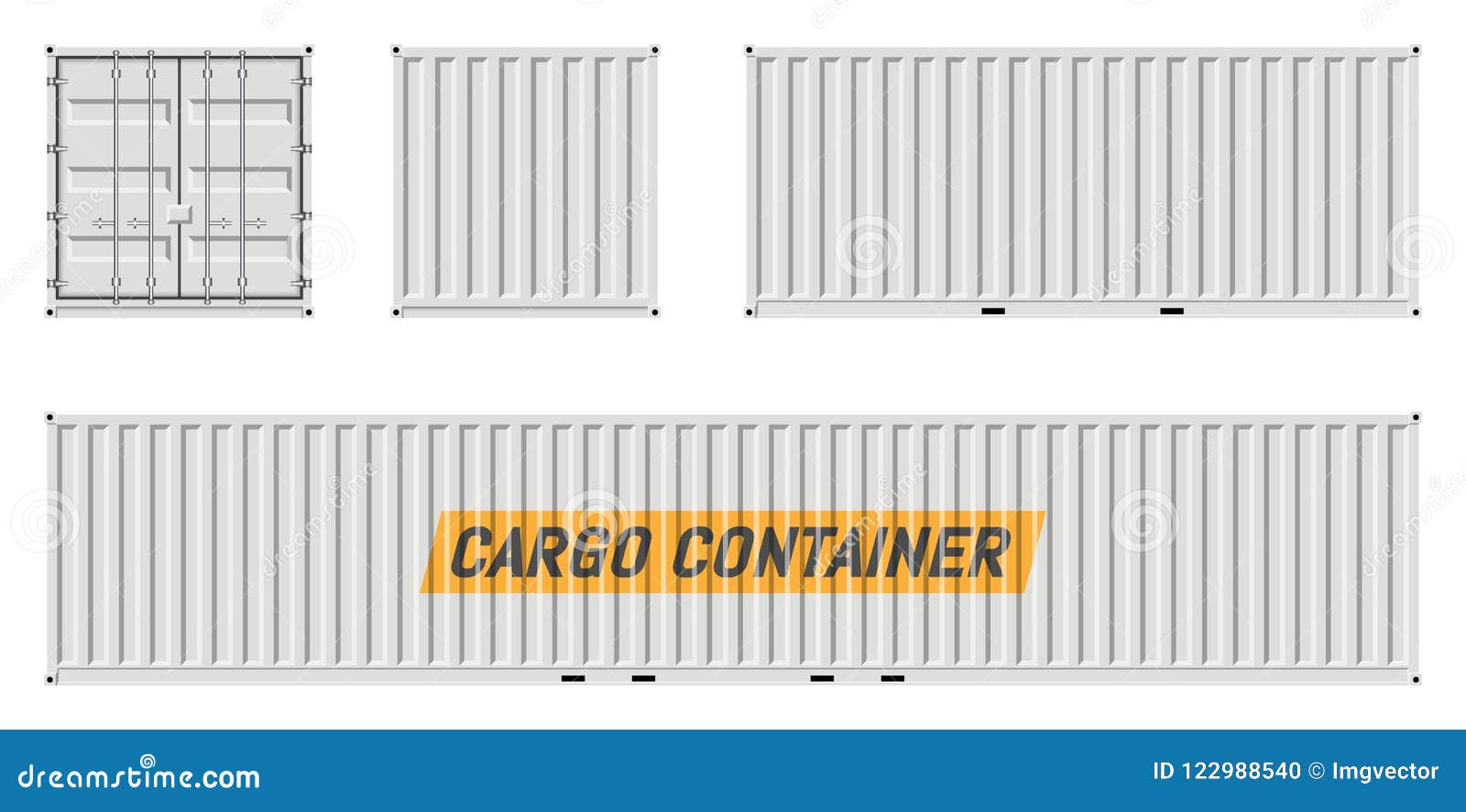 White Cargo Container Vector Illustration Stock Vector - Illustration ...