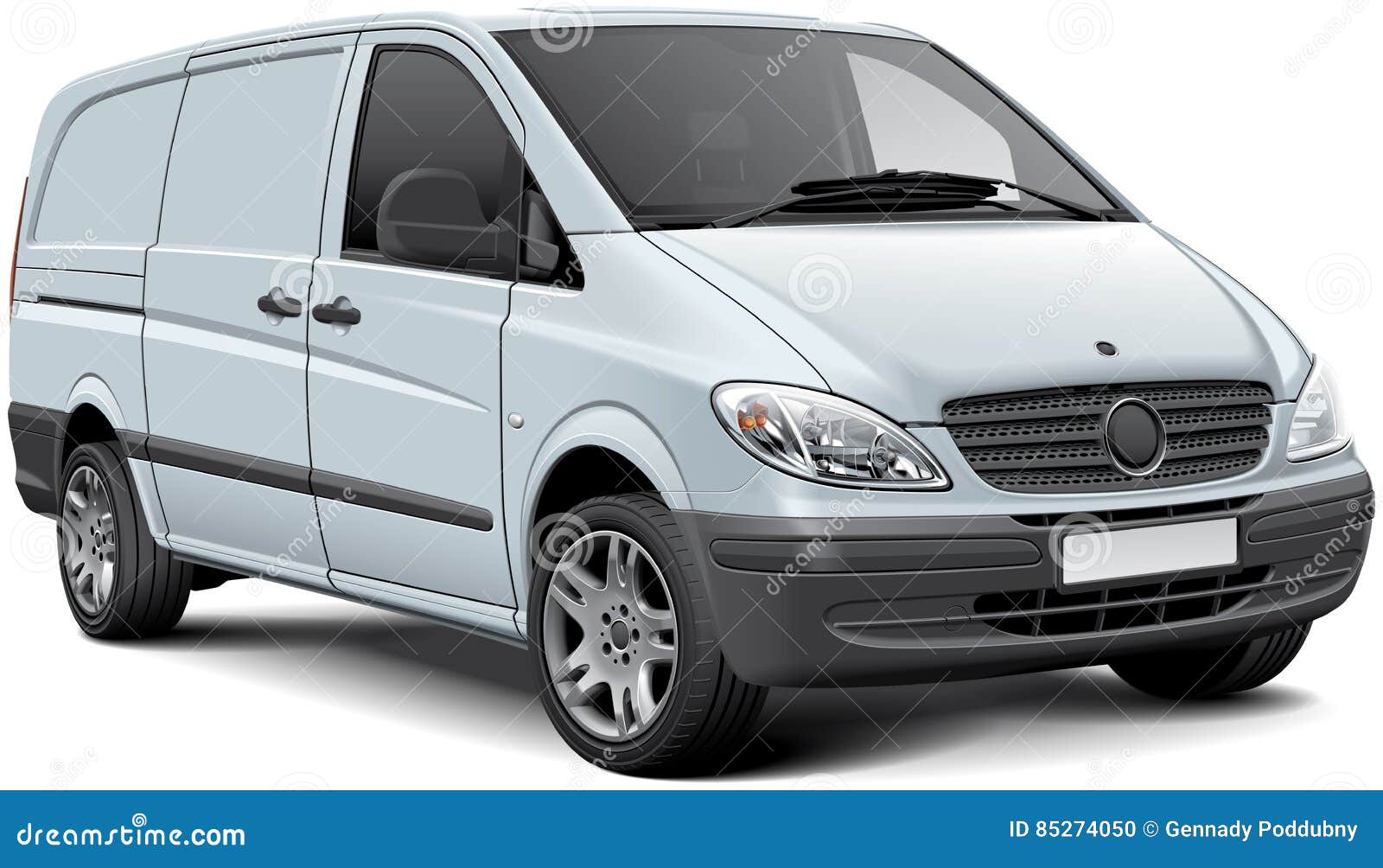 White Cargo Small Car, Side View, Front, Back. Cargo Van Vector ...