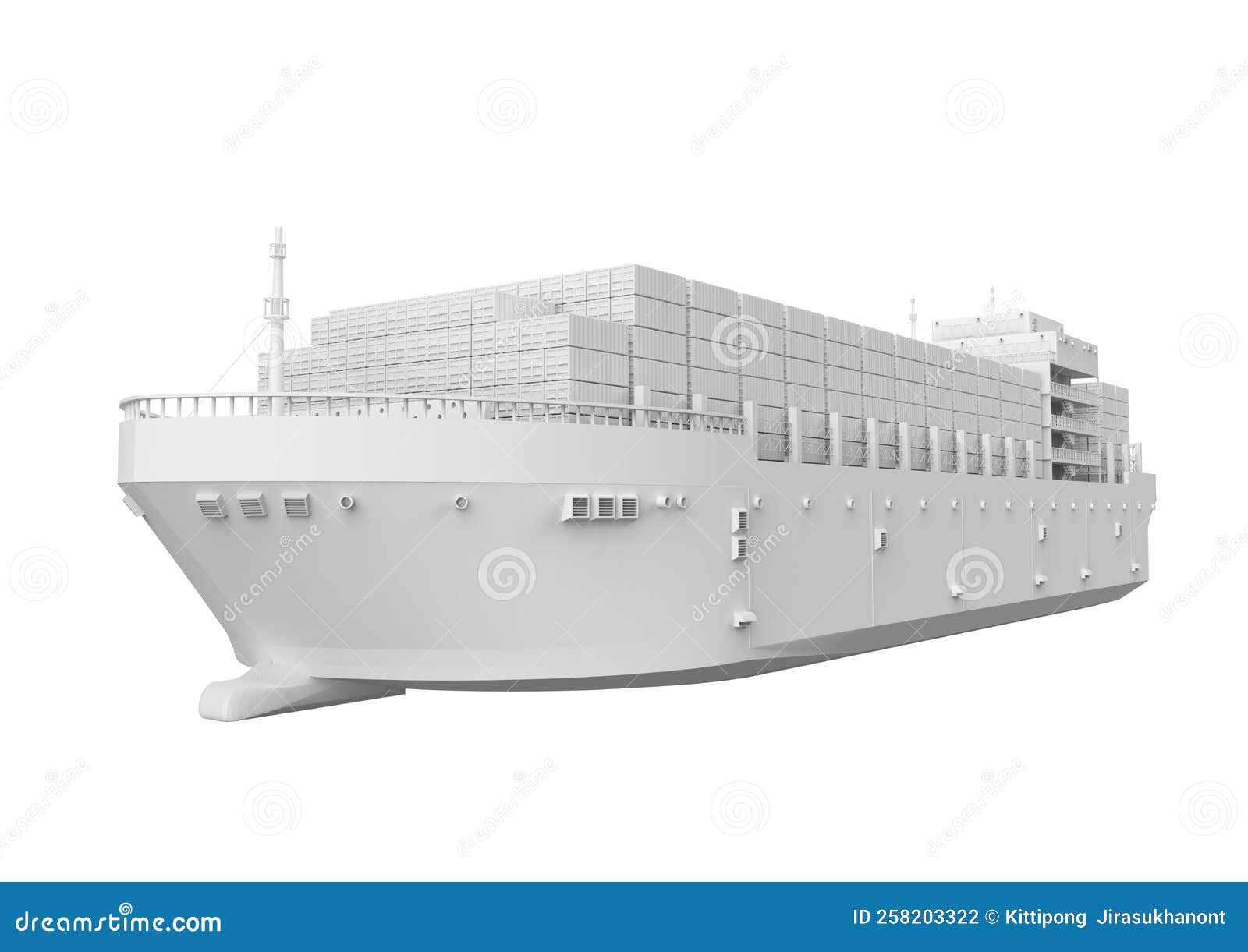 White Cargo Ship or Vessel Model Isolated on White Stock Illustration ...