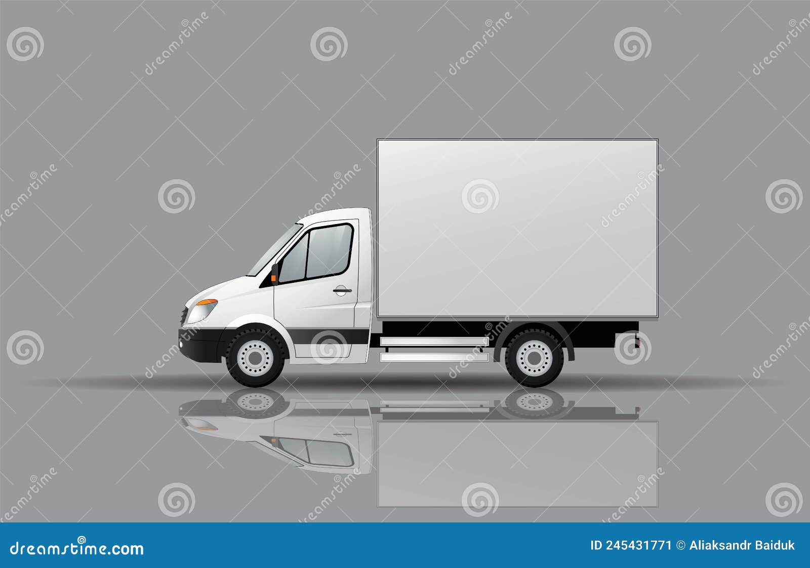 White Cargo Small Car, Side View. Cargo Van Cartoon Vector ...