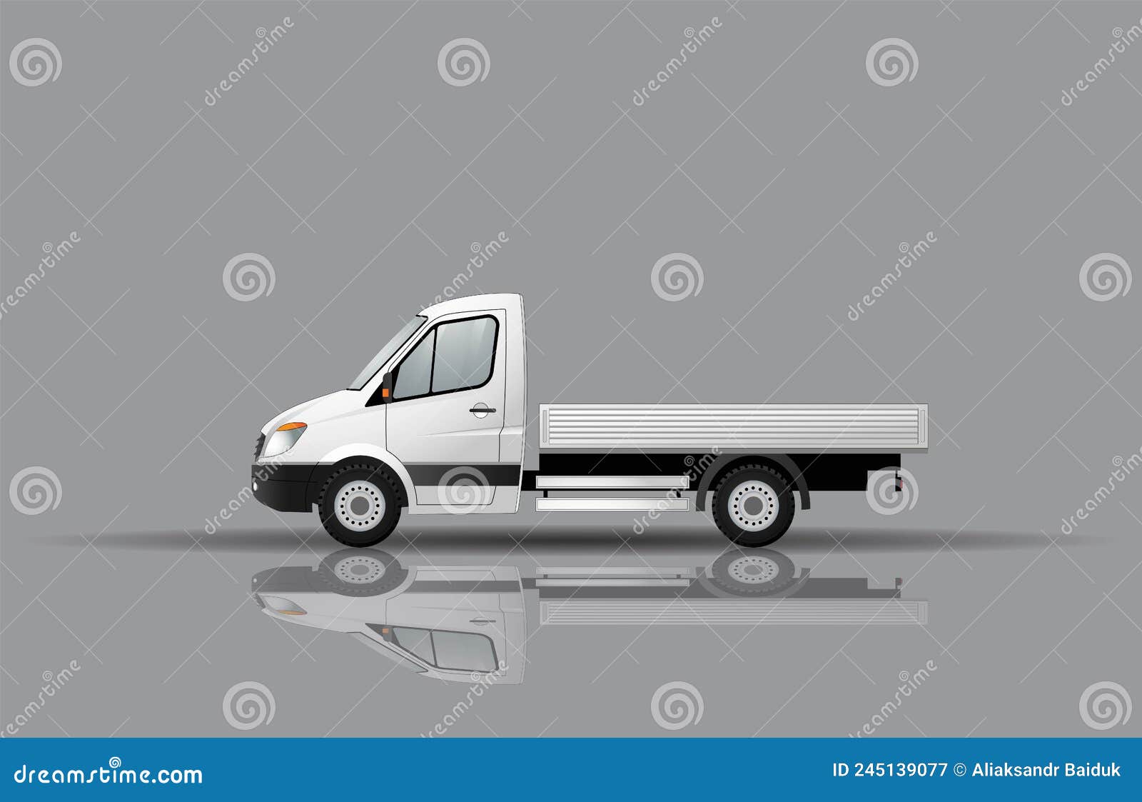 White Cargo Subcompact Car With A Loading Platform, Side View. Cargo ...