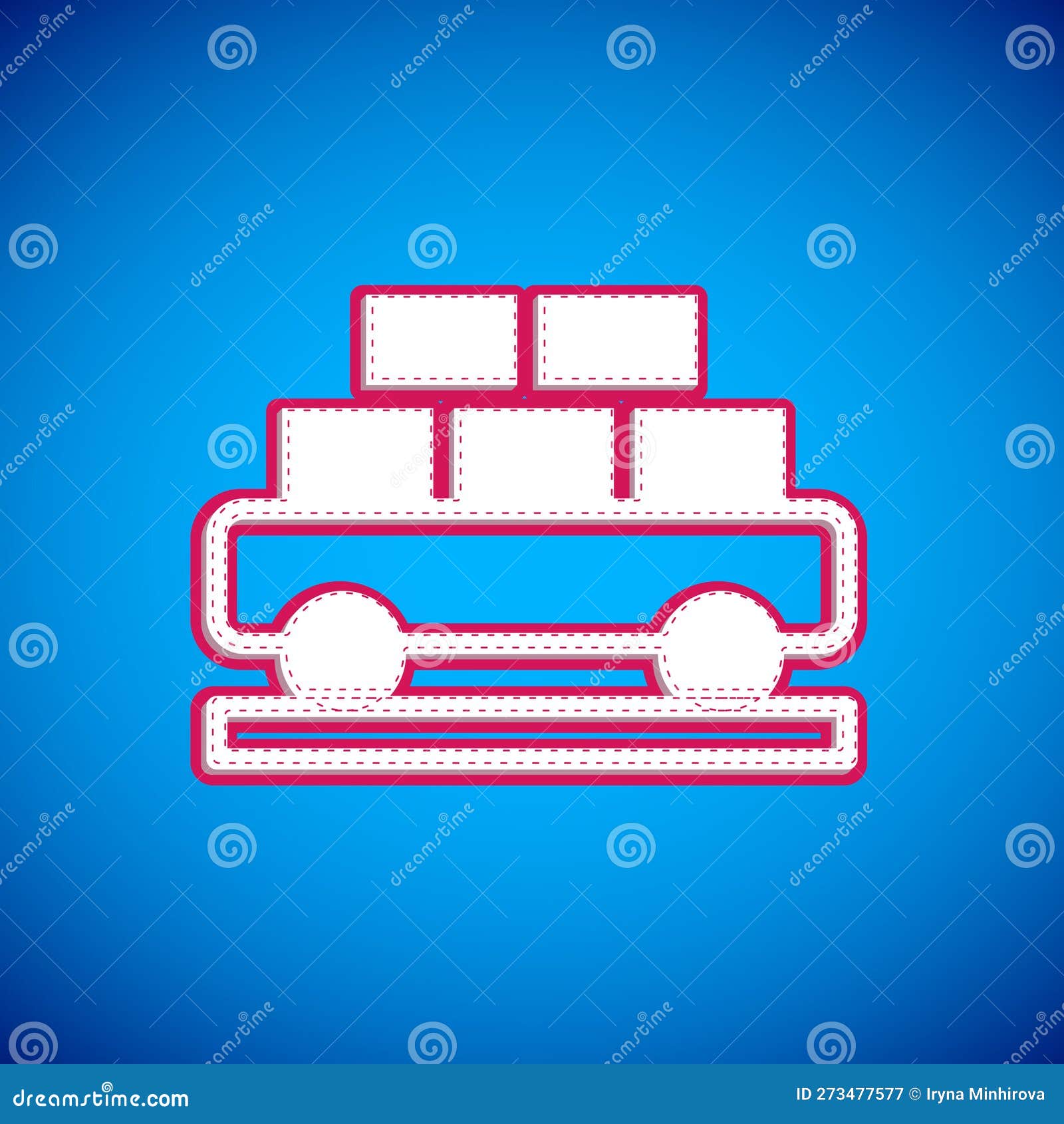 White Cargo Train Wagon Icon Isolated on Blue Background. Full Freight ...