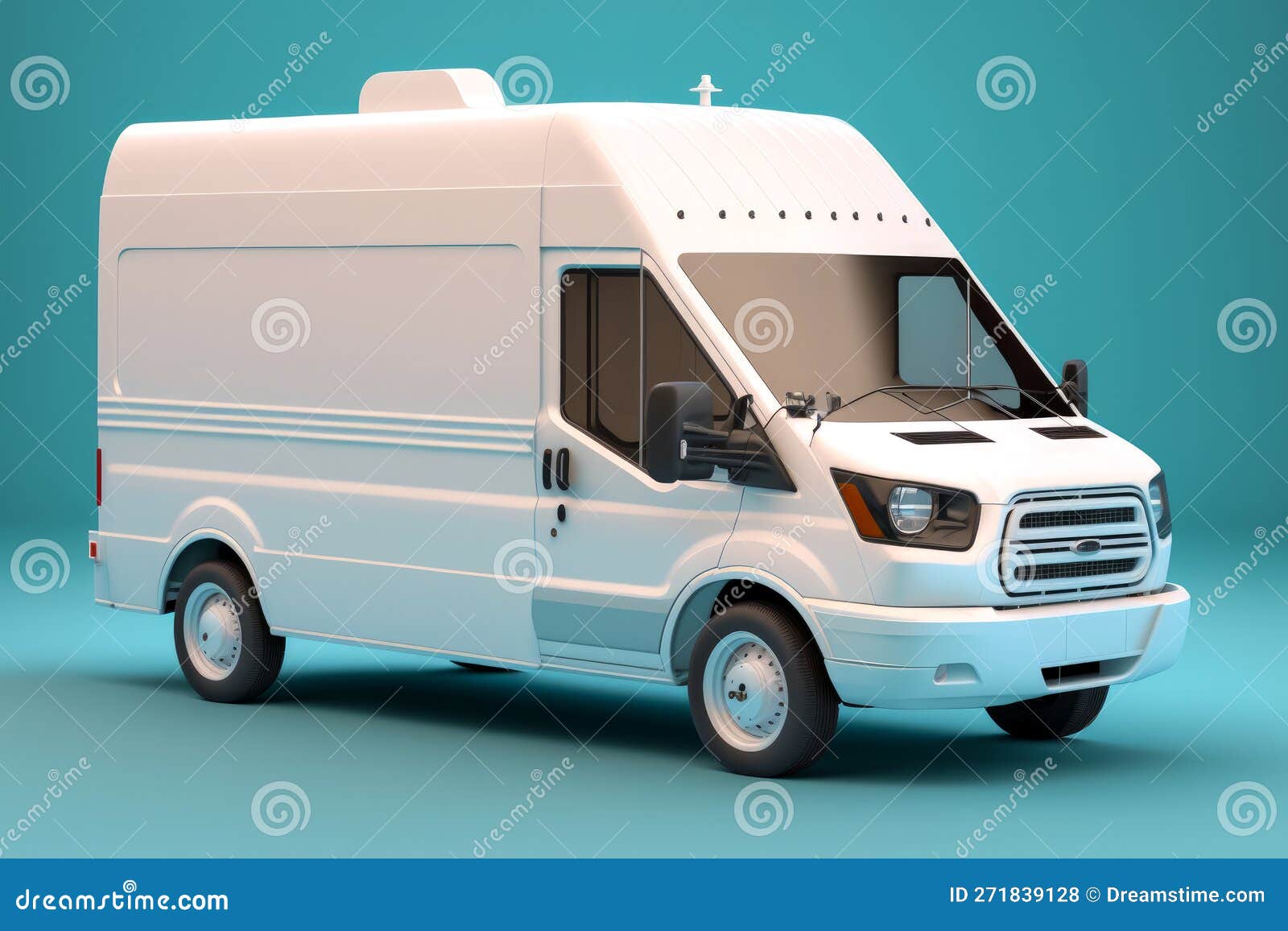 White Cargo Van. Isolated on Solid Color Studio Background. Side View ...