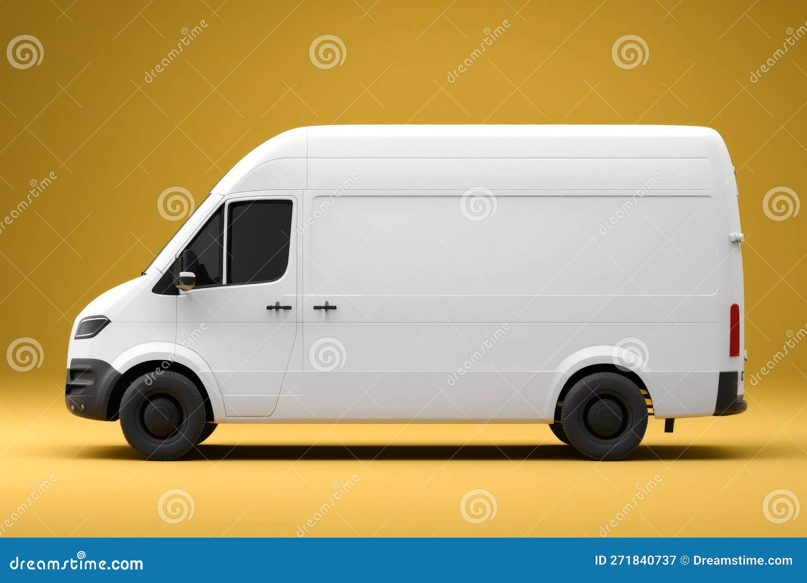 White Cargo Van. Isolated on Solid Color Studio Background. Side View ...