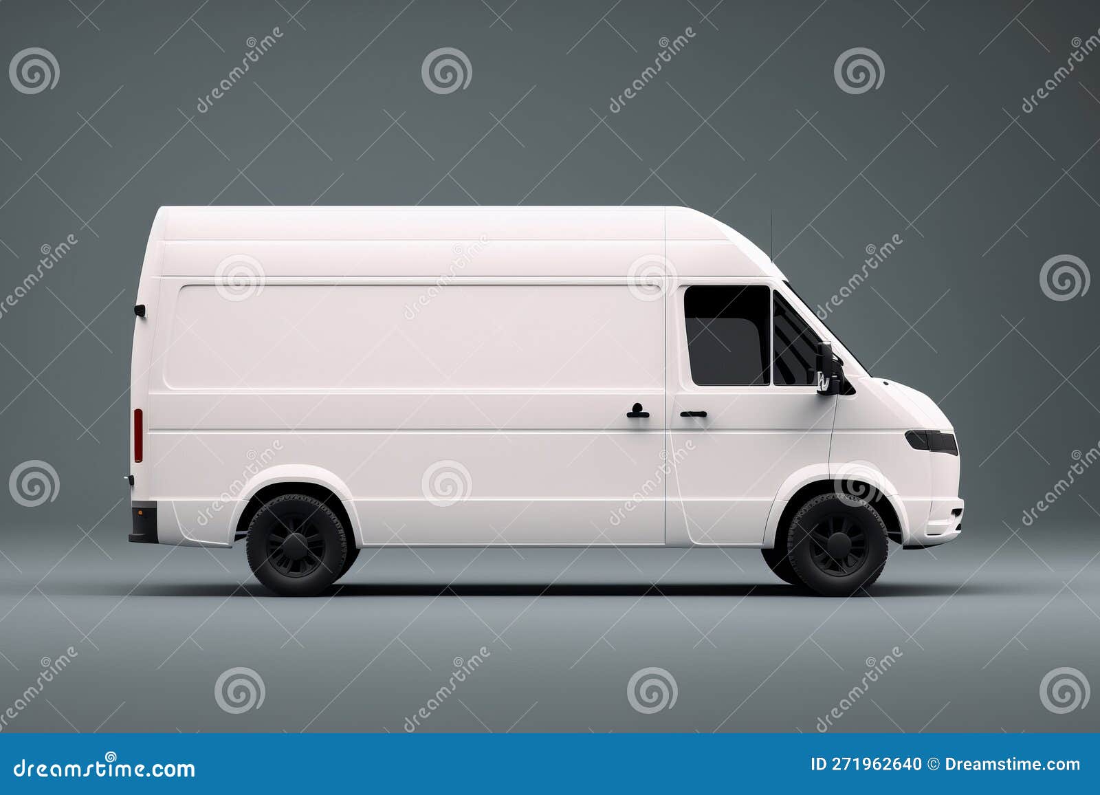 White Cargo Van. Isolated on Solid Color Studio Background. Side View ...