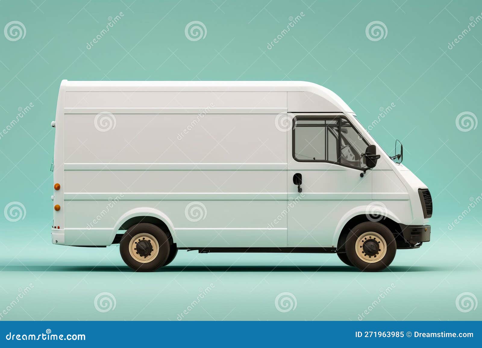 White Cargo Van. Isolated on Solid Color Studio Background. Side View ...