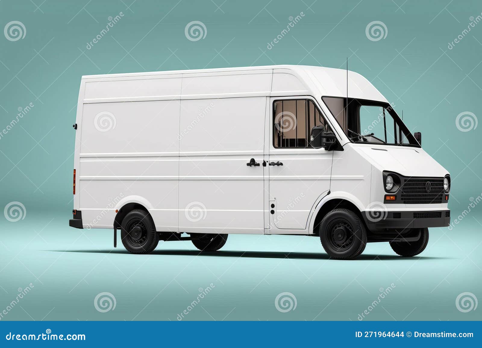 White Cargo Van. Isolated on Solid Color Studio Background. Side View ...