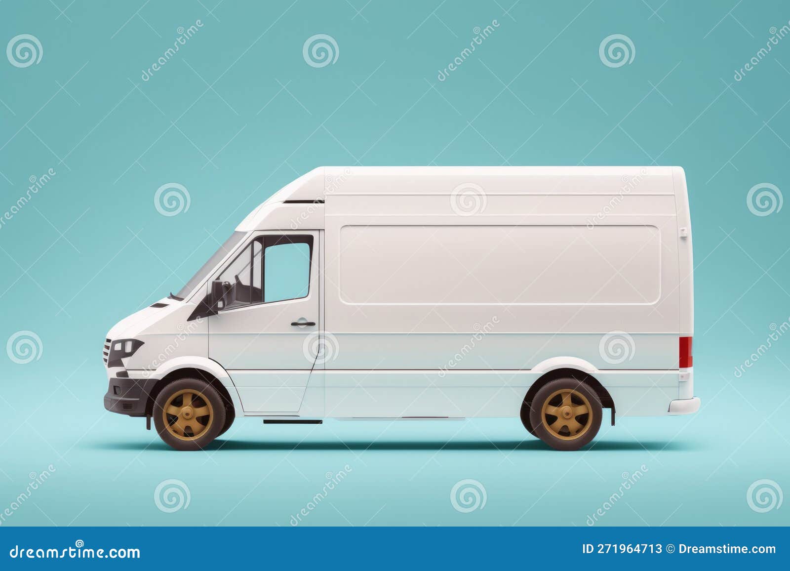 White Cargo Van. Isolated on Solid Color Studio Background. Side View ...