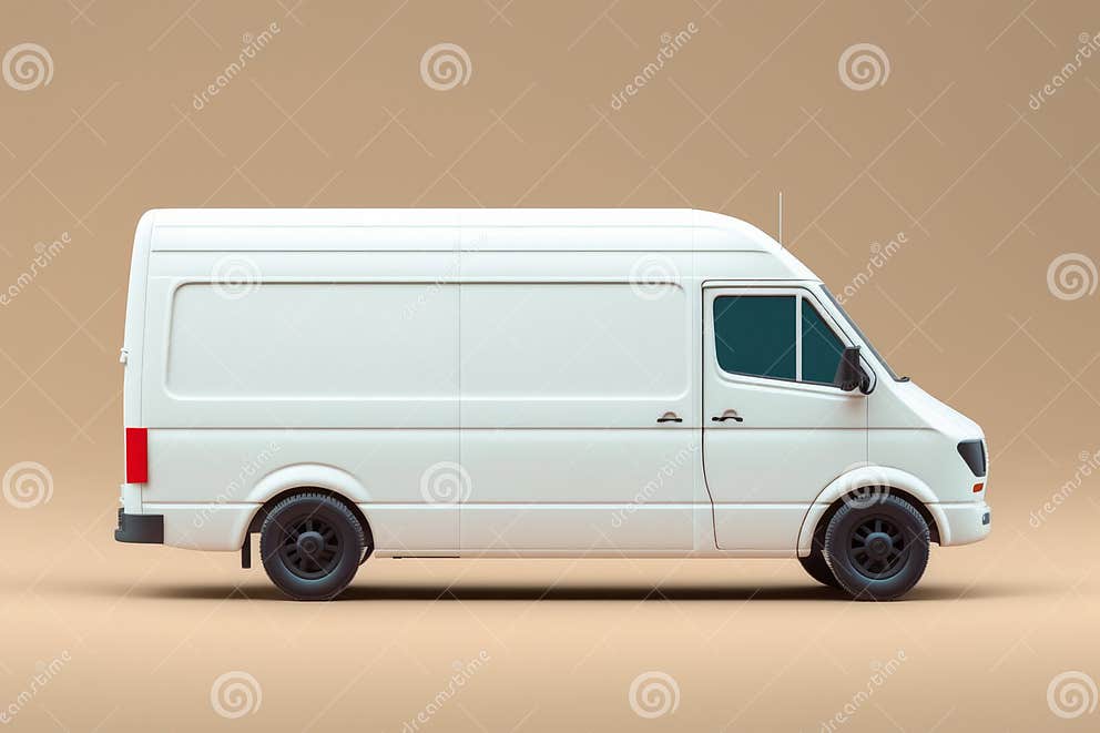 White Cargo Van. Isolated on Solid Color Studio Background. Side View ...