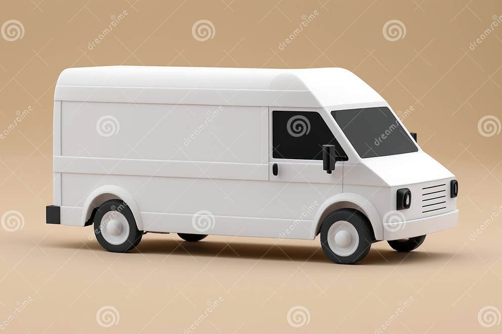 White Cargo Van. Isolated on Solid Color Studio Background. Side View ...
